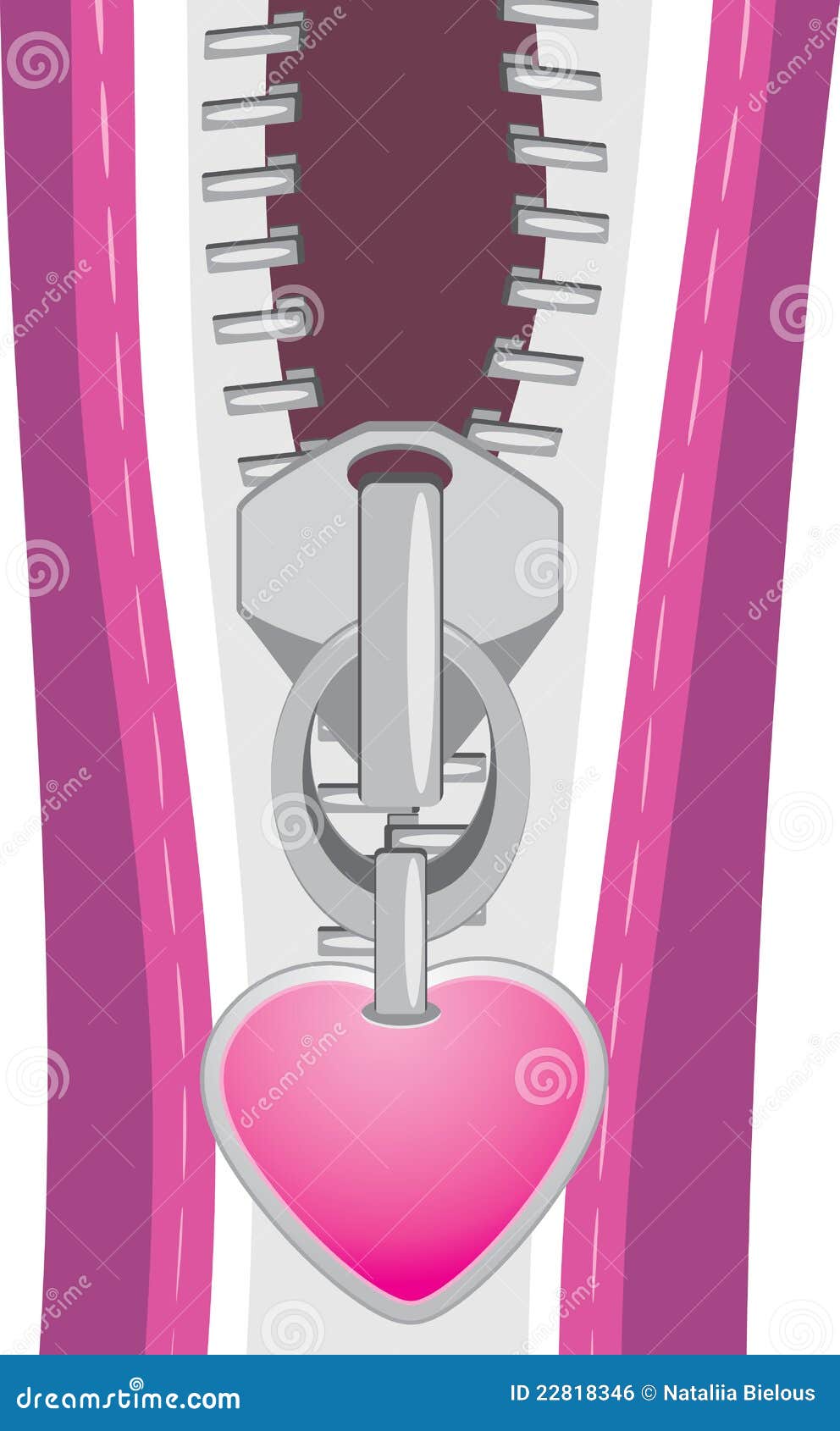 Zipper with pink heart stock vector. Illustration of lilac - 22818346