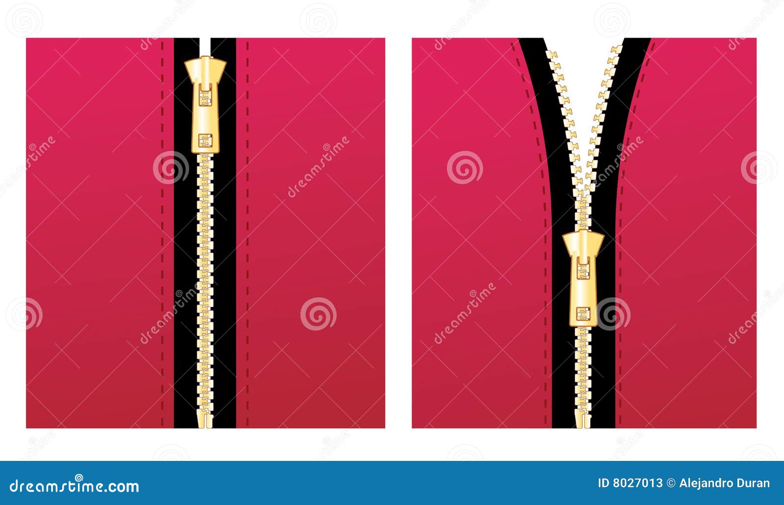 Zipper red stock vector. Illustration of metal, cloth - 8027013