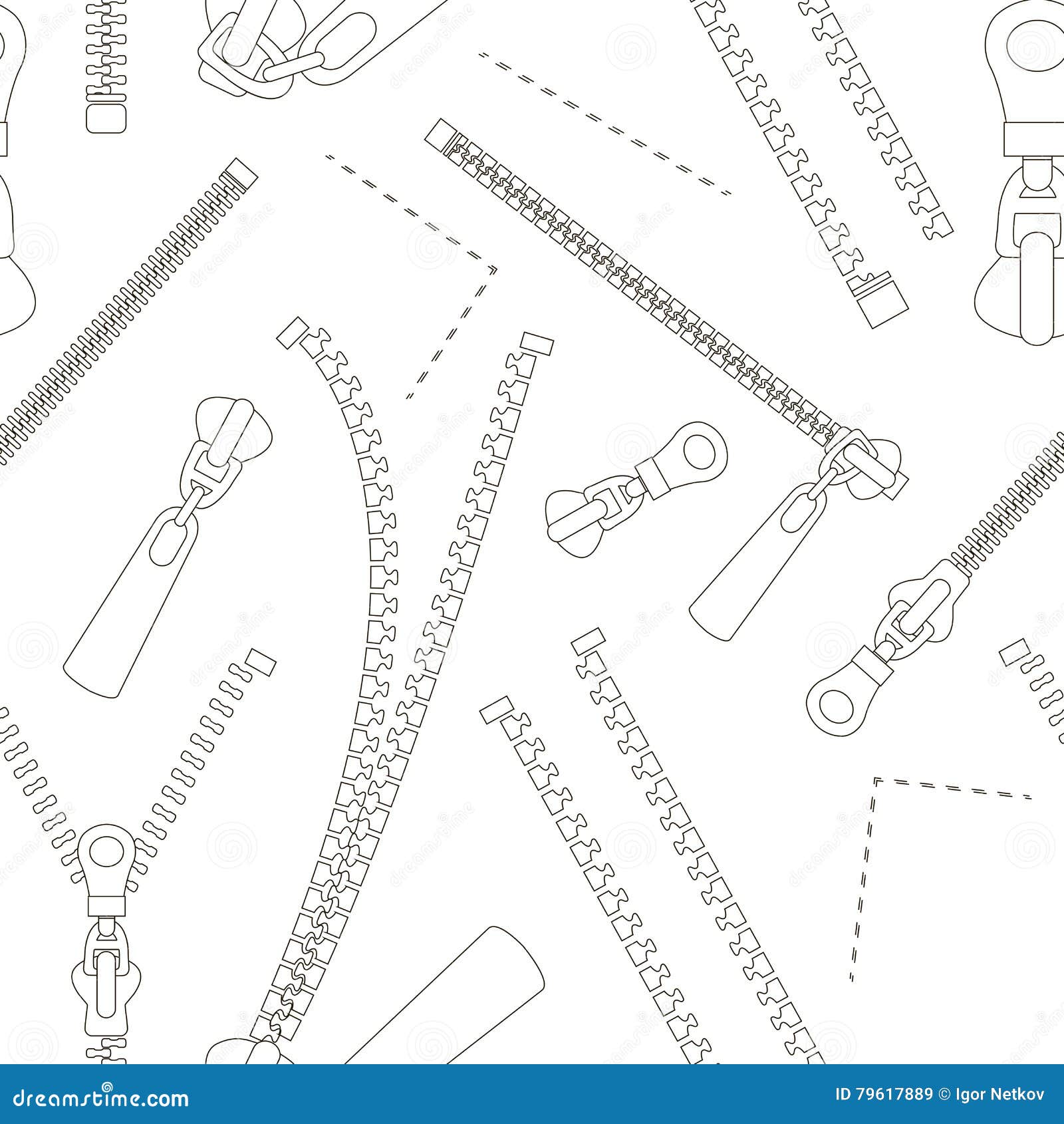 Zipper set pattern stock vector. Illustration of closeup - 79617889