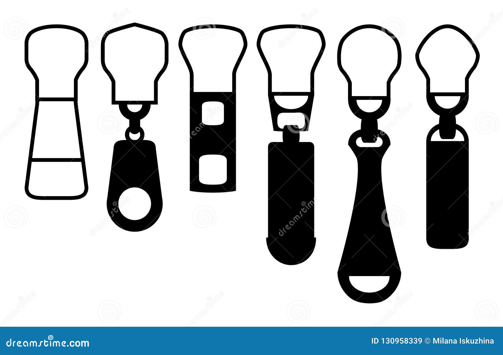 Zipper Set. Zip Zipper Cloth Black Teeth Icon Set Stock Vector ...