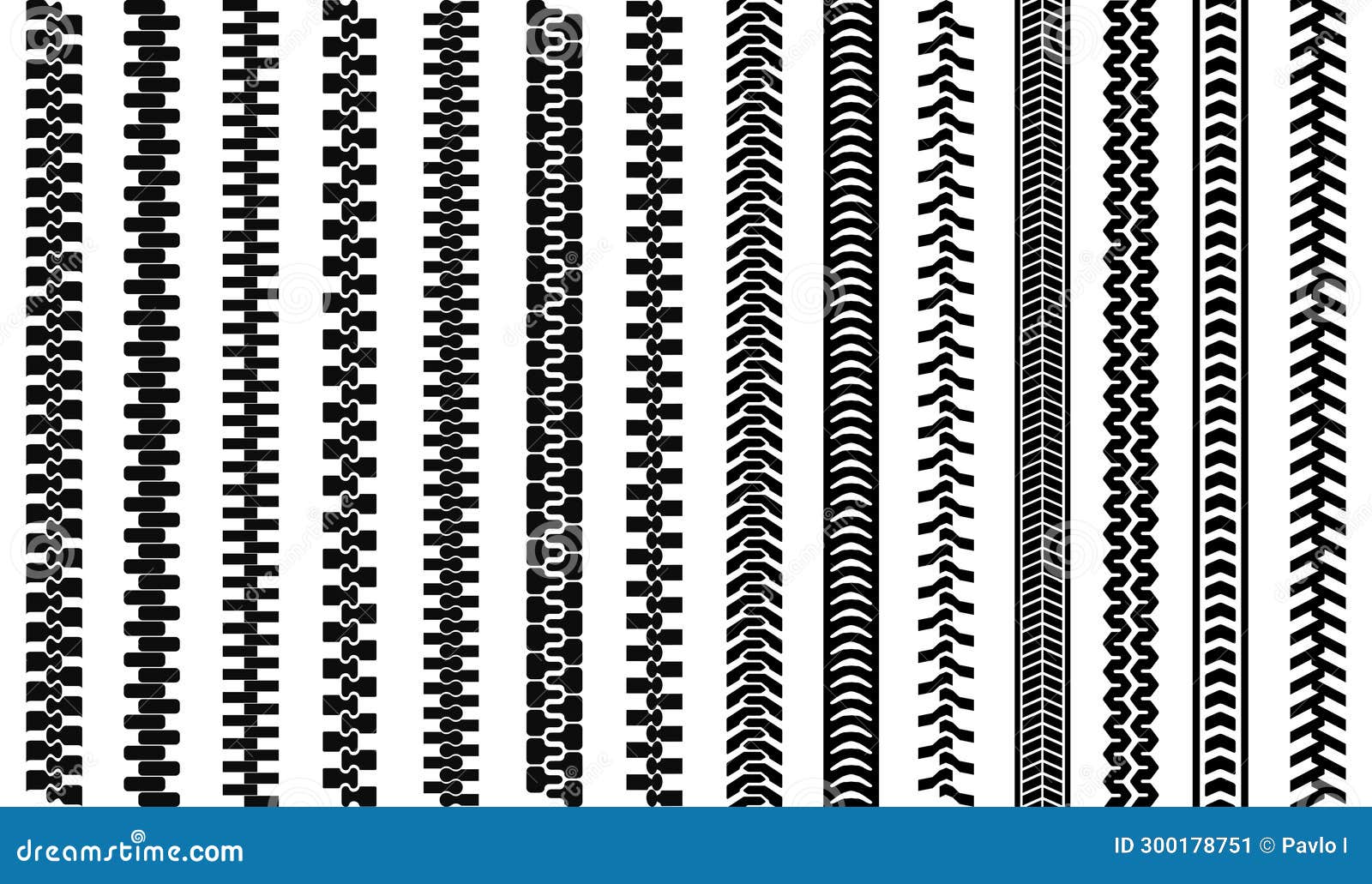 Zipper Sign Set Silhouette, Collection Zipper Seamless, Different ...