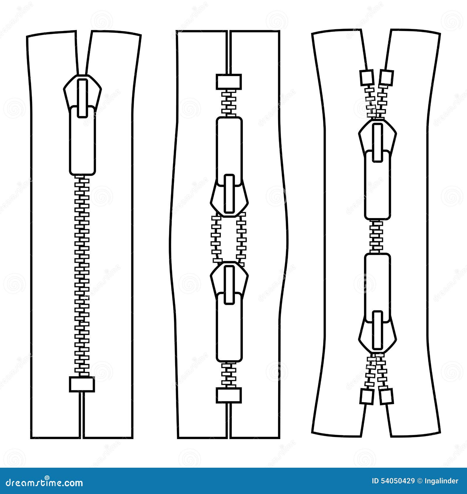 Zipper Types Vector Illustration Isolated On White Background ...