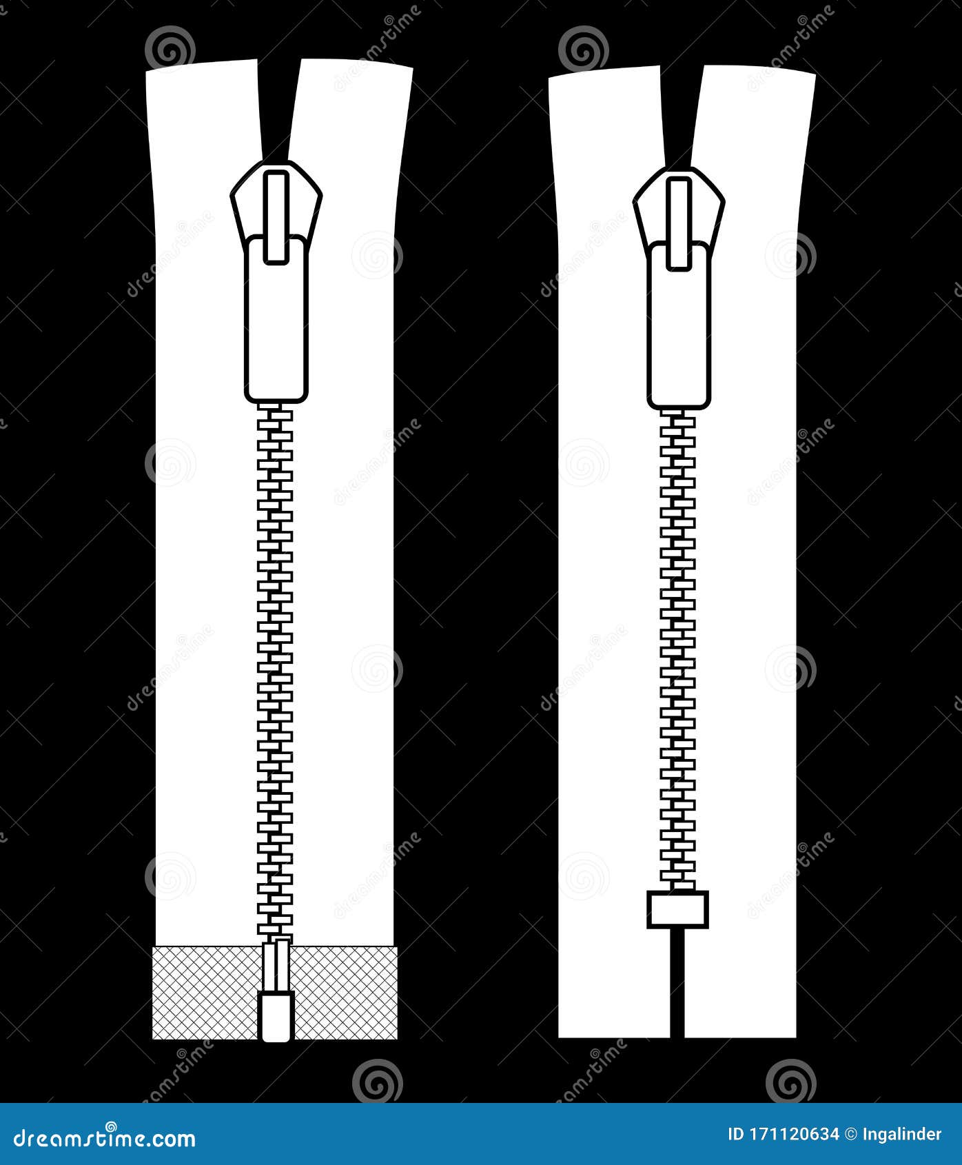 Zipper Types Vector Illustration Isolated On White Background ...
