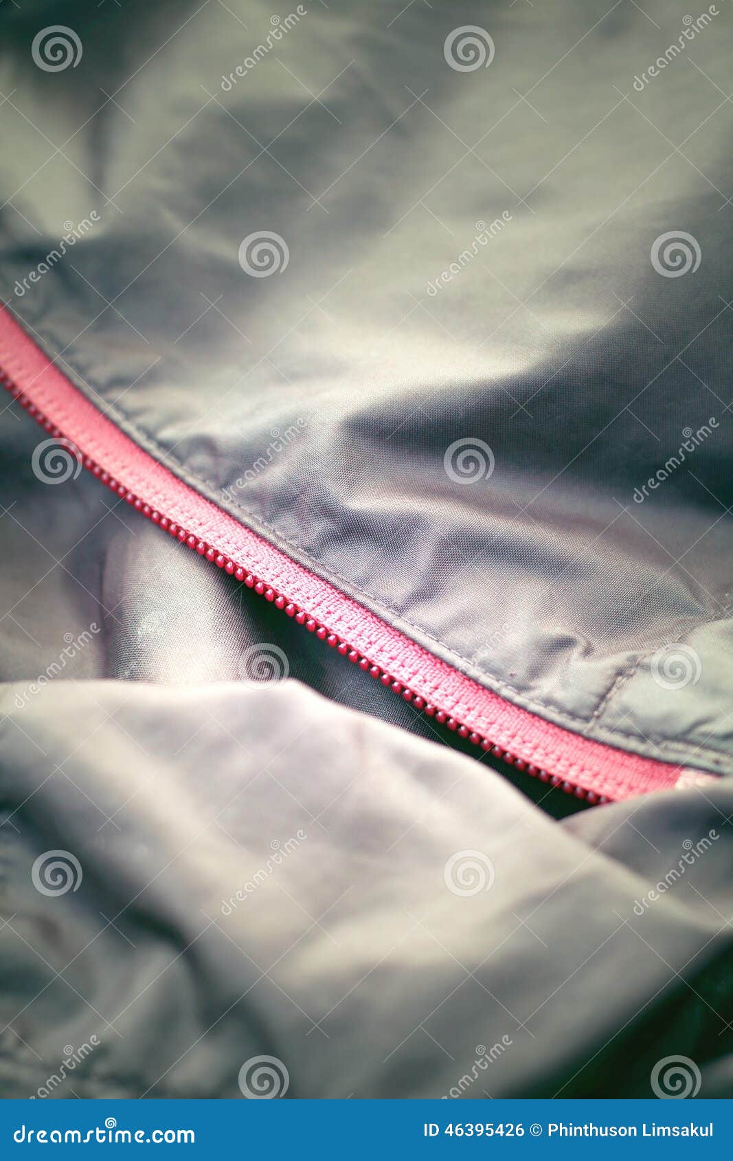 Zipper And The Wrinkled Gray Fabrics As Texture. Stock Photo ...