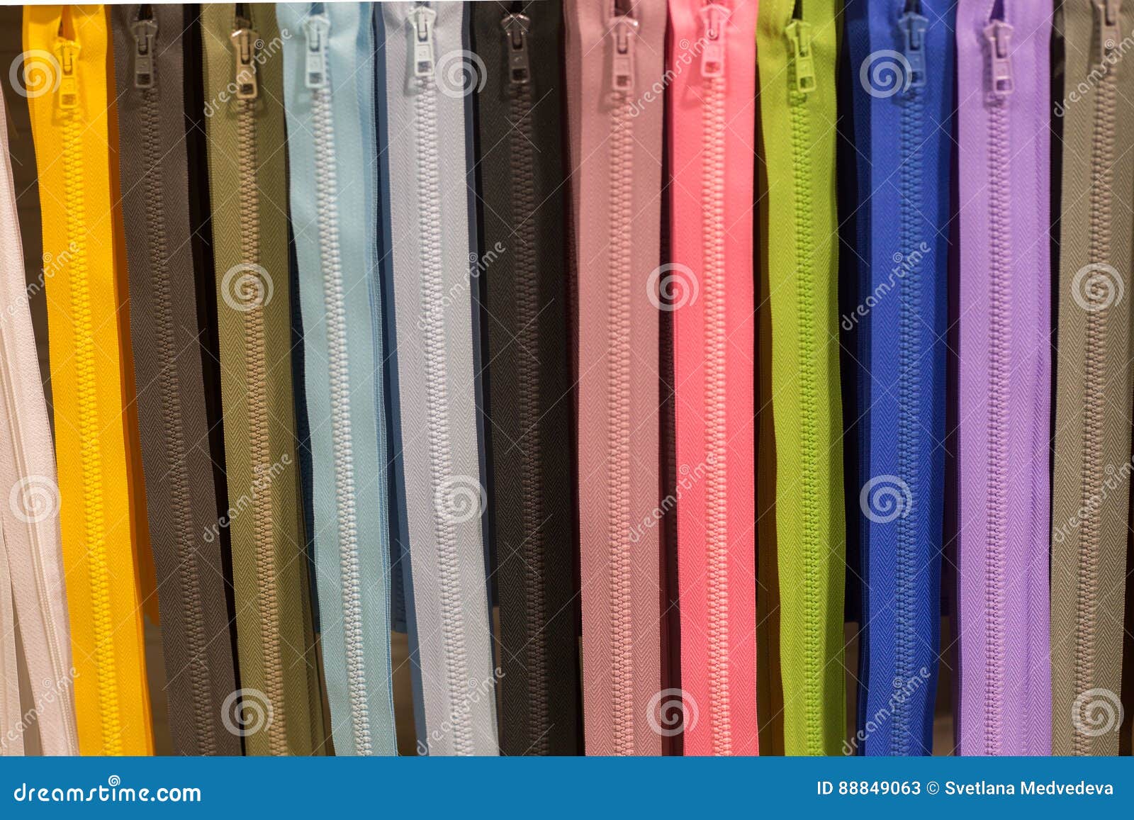 Zippers assorted colors stock image. Image of protection - 88849063
