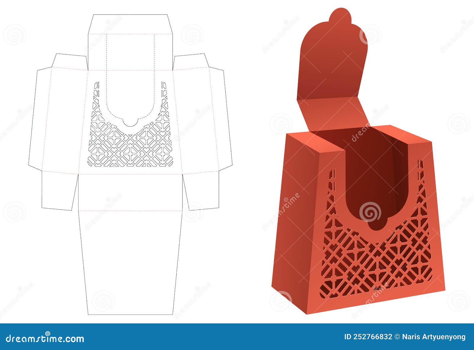 Trapezoid Packaging Box With Window Die Cut Template Vector ...