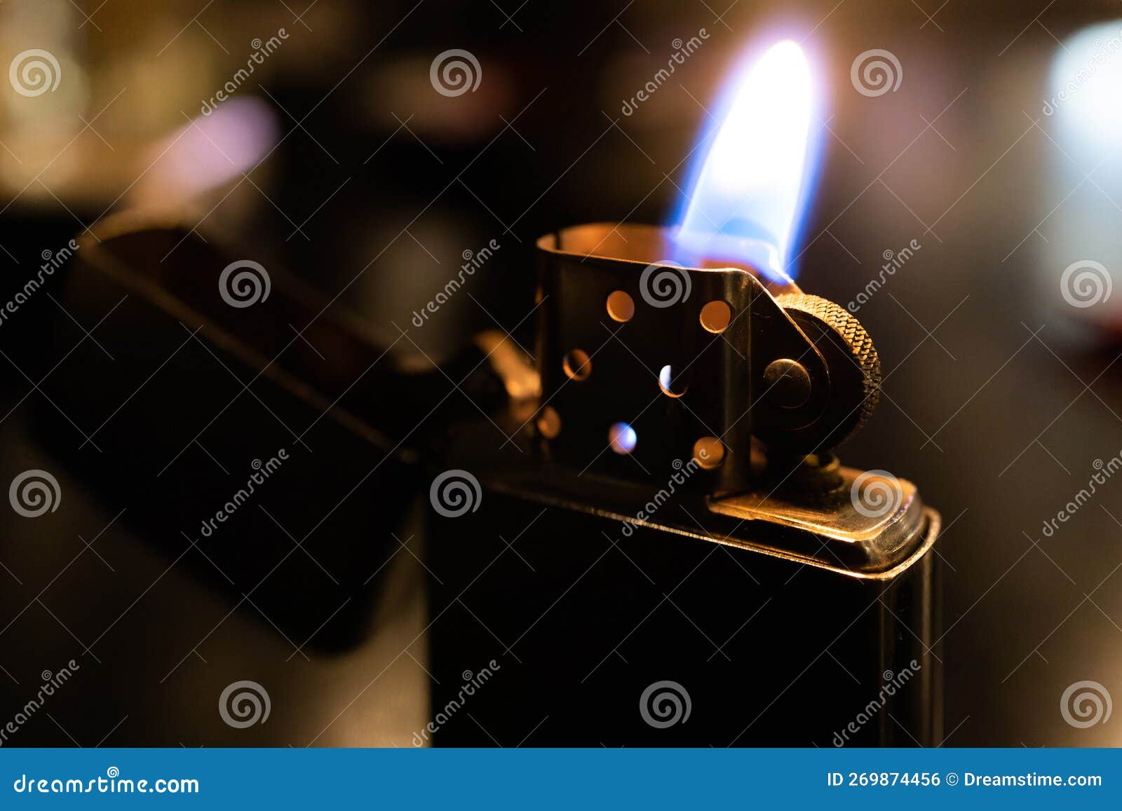 Zippo Lighter Closeup with Flame Burning Stock Photo - Image of zippo ...