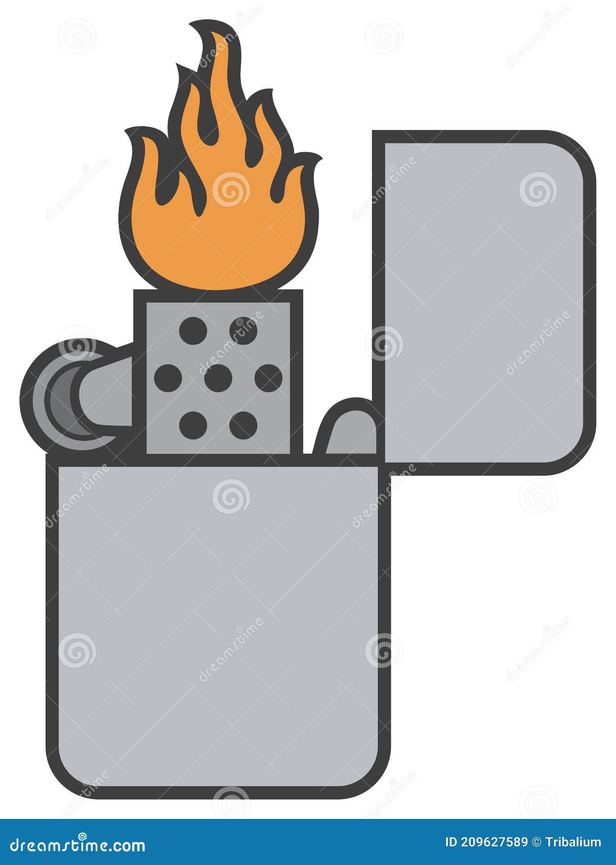 Zippo lighter opened stock vector. Illustration of cigarette - 209627589