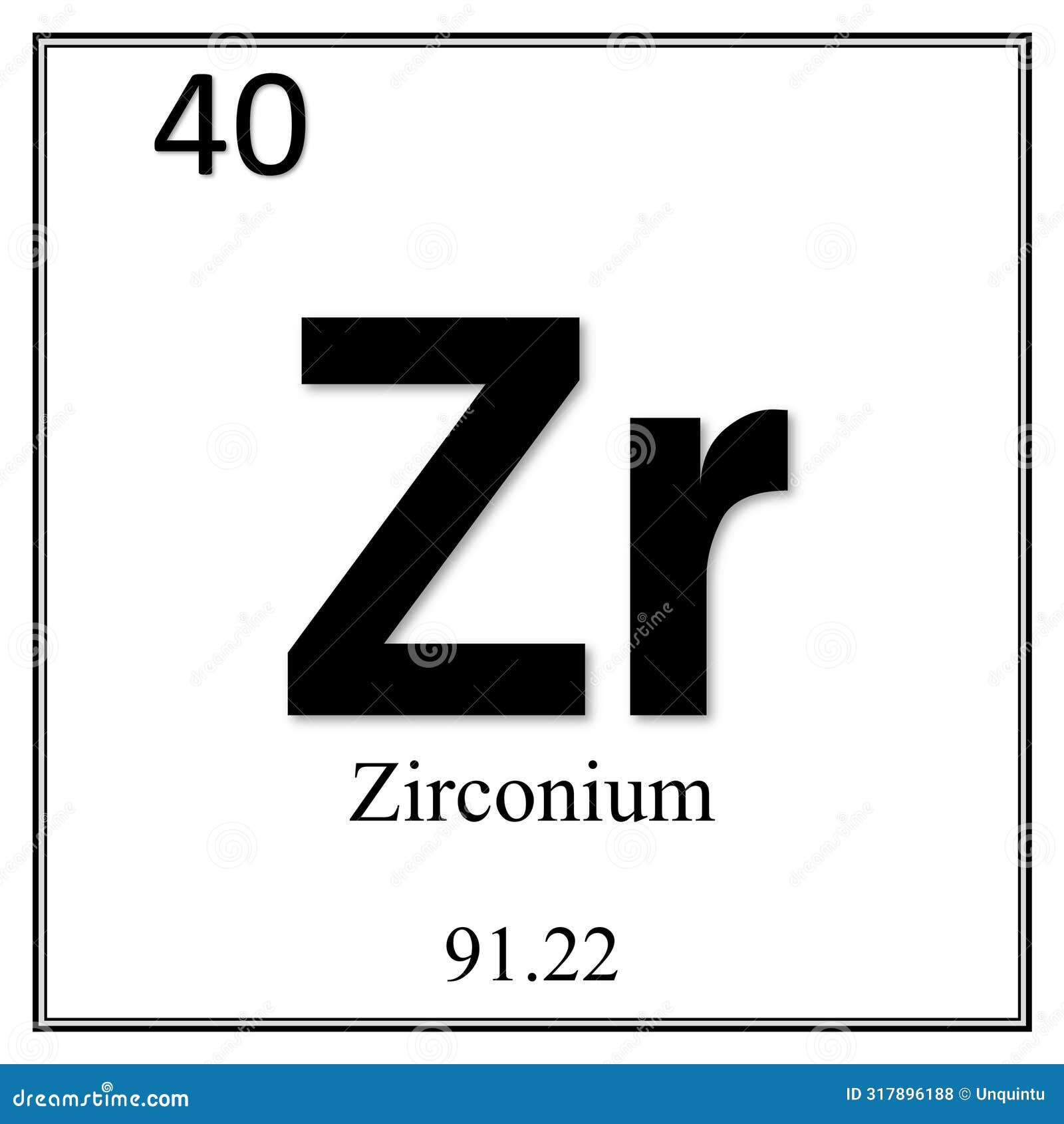 Zirconium Chemical Element Periodic Table Symbol 3d Render Royalty-Free ...