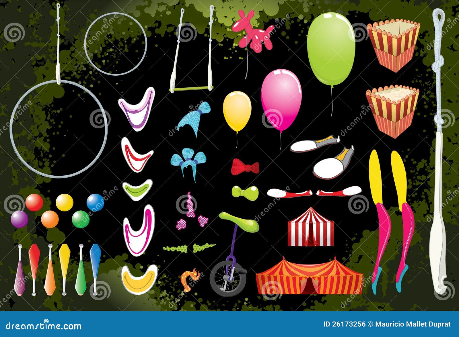 Zirkus-Elemente. vektor abbildung. Illustration von clown - 26173256