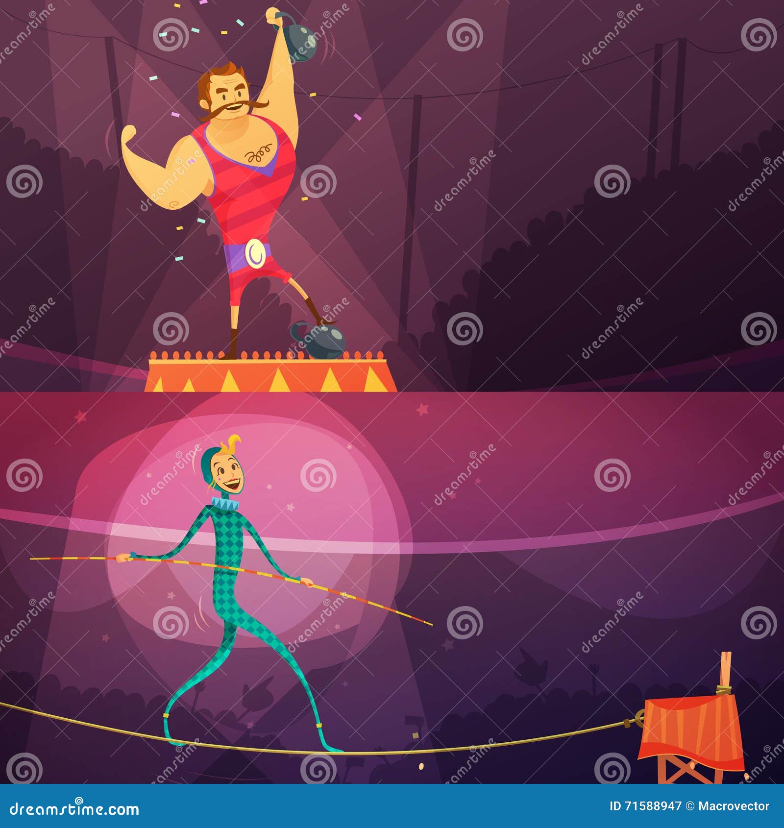Zirkus-Fahnen eingestellt vektor abbildung. Illustration von athlet ...