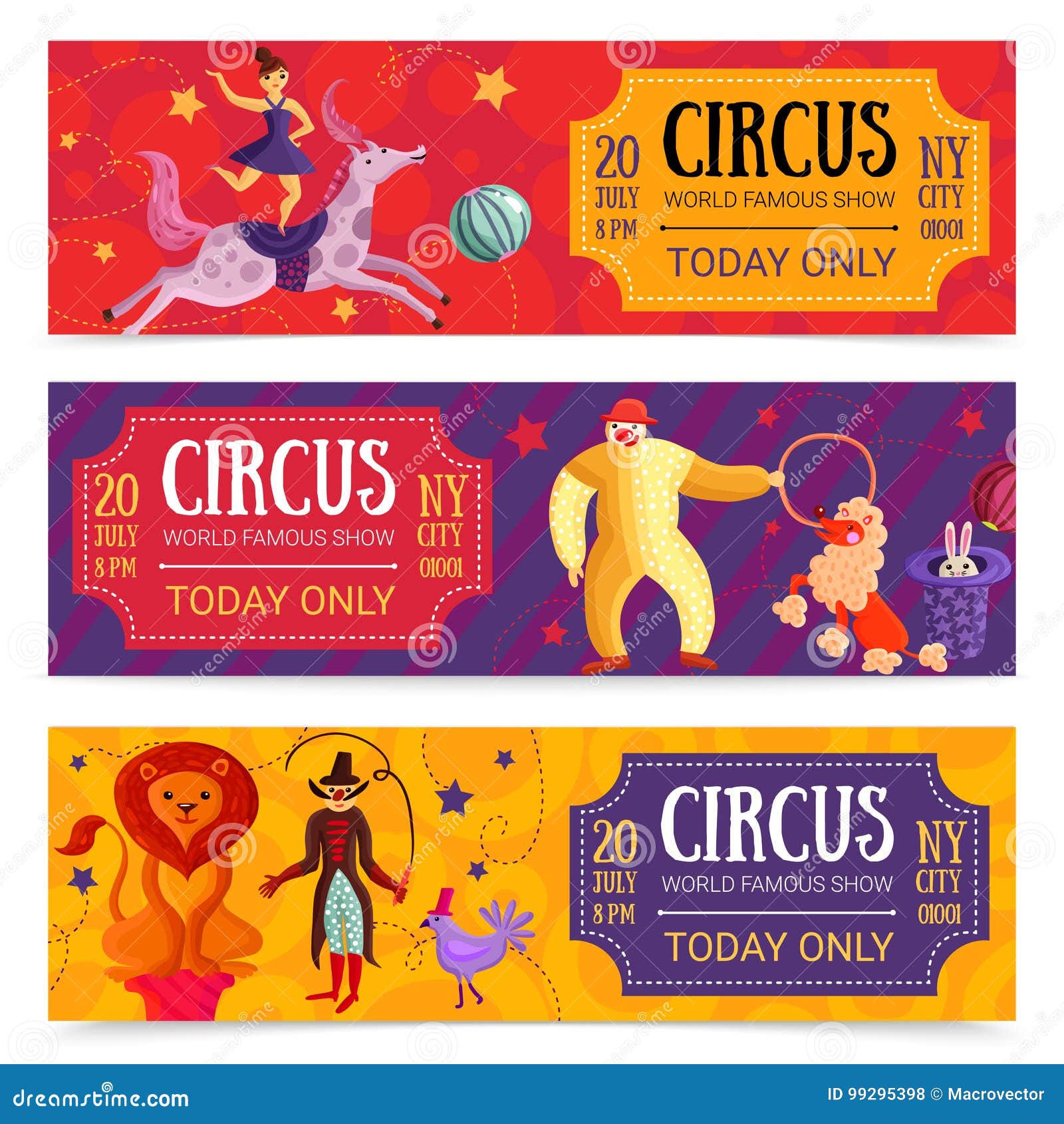 Zirkus-horizontale Fahnen Eingestellt Vektor Abbildung - Illustration ...