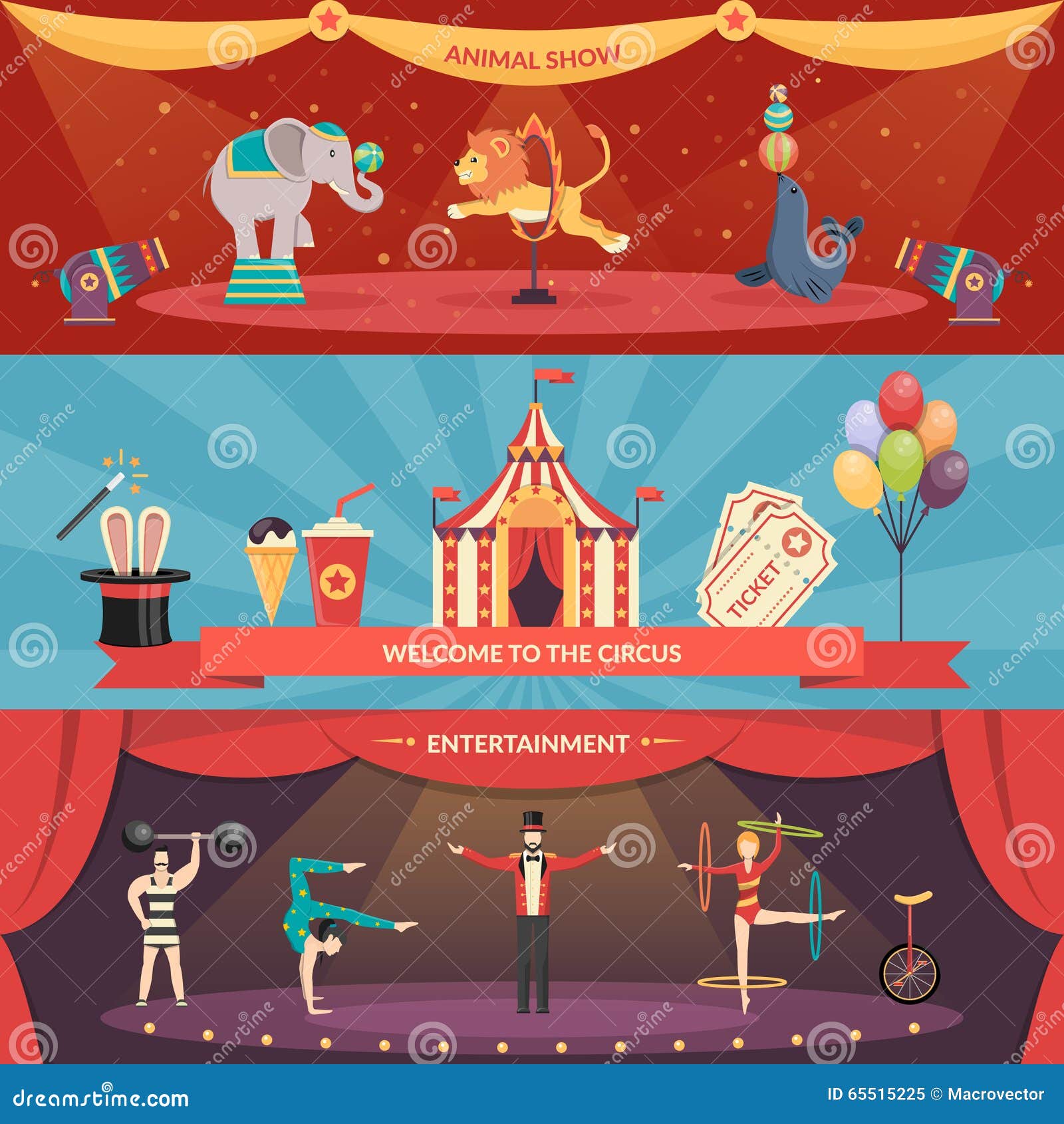 Zirkus-Leistungs-horizontale Fahnen Vektor Abbildung - Illustration von ...