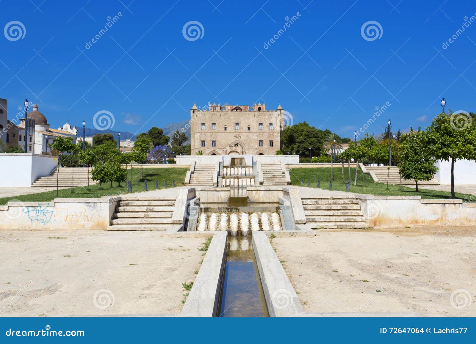 The Zisa Castle in Palermo, Sicily. Italy Stock Photo - Image of tree ...