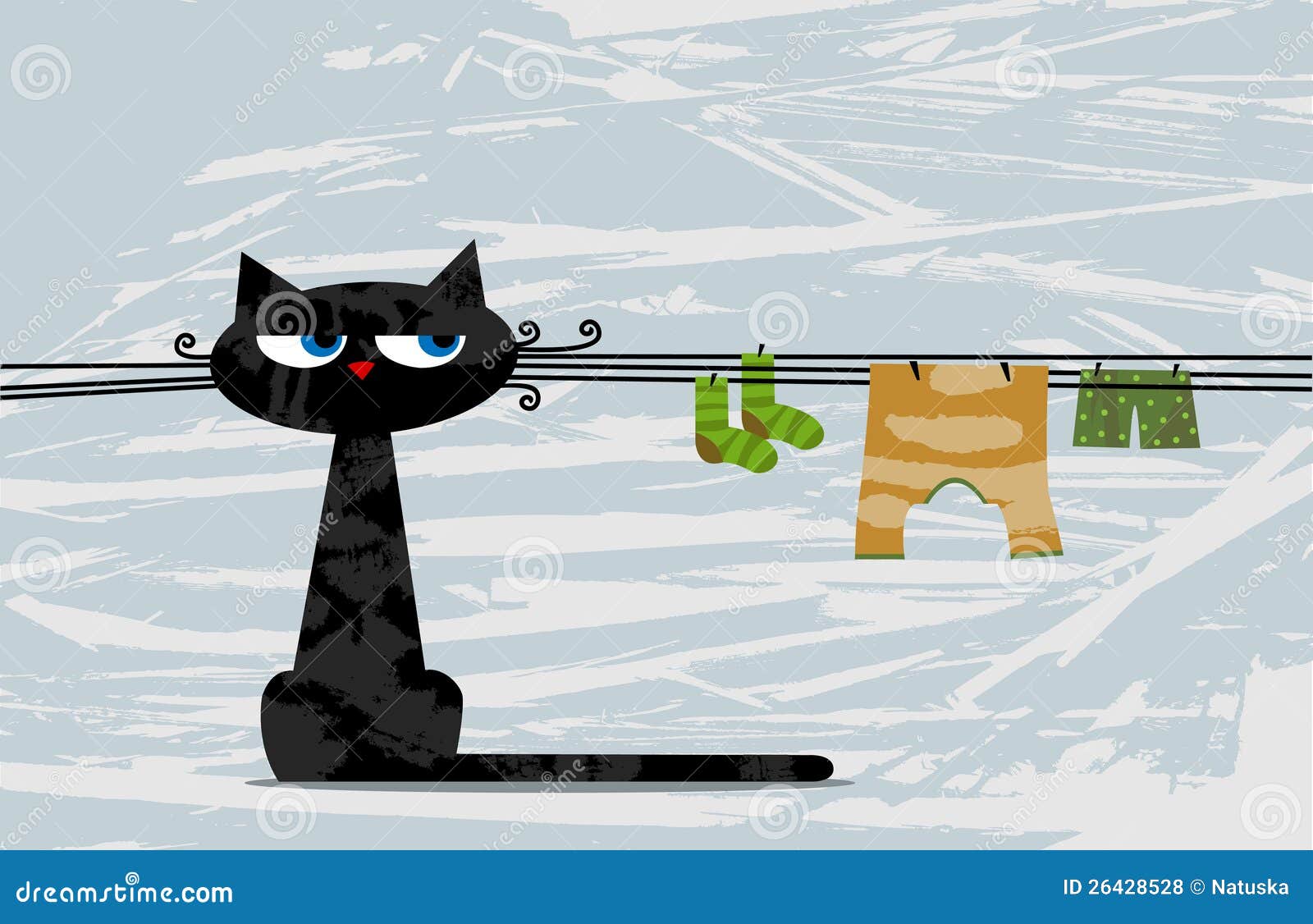 Zittend Grappig Zwart Kat En Linnen Stock Illustratie - Illustration of ...