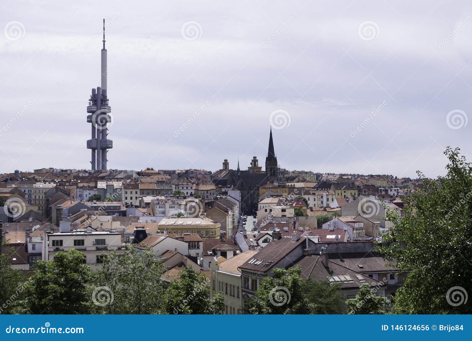 Zizkov Tower from Vitkov Hill Prague Eu Stock Photo - Image of europe ...