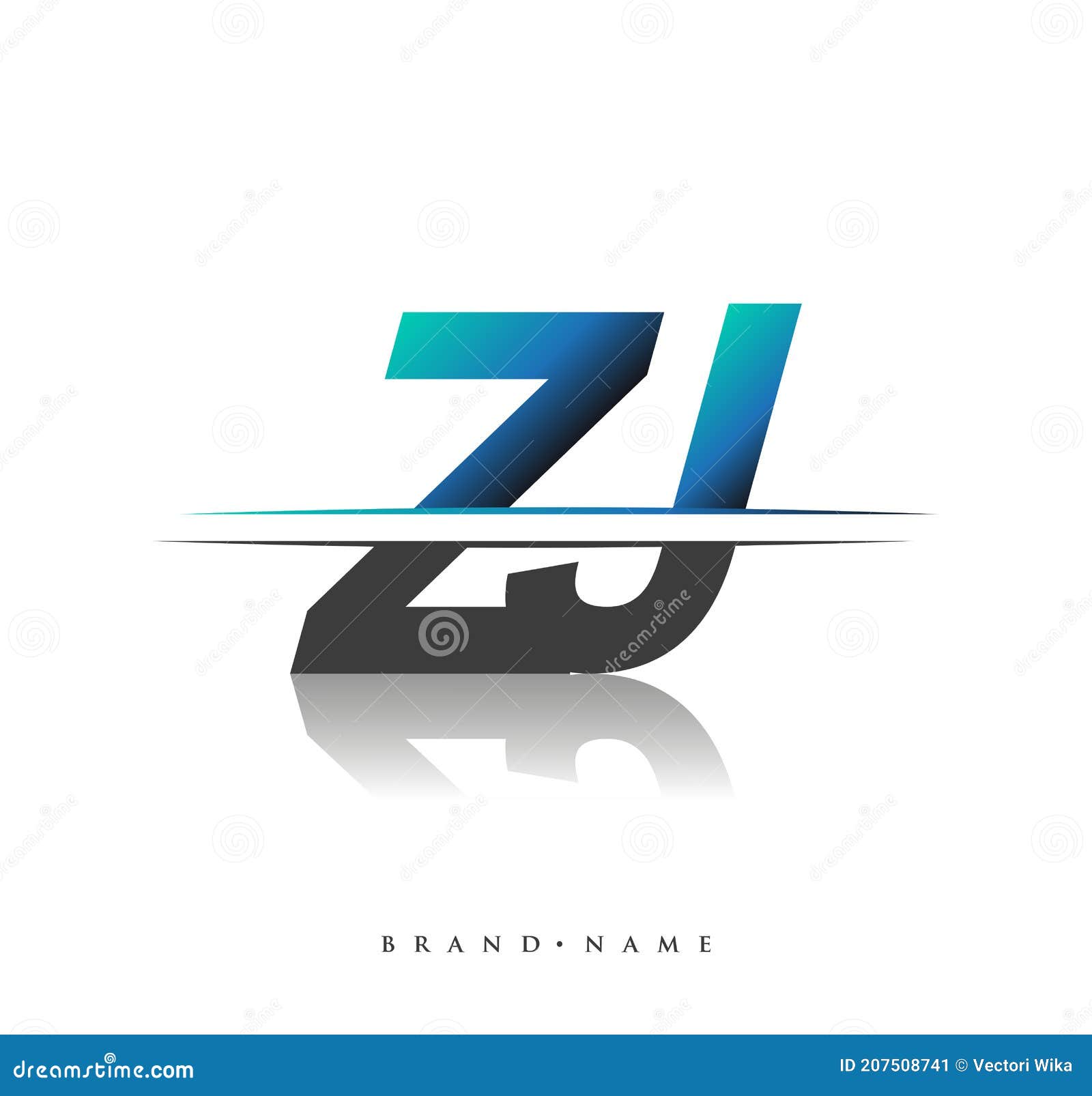 ZJ Initial Logo Company Name Colored Black and Blue, Simple and Modern ...