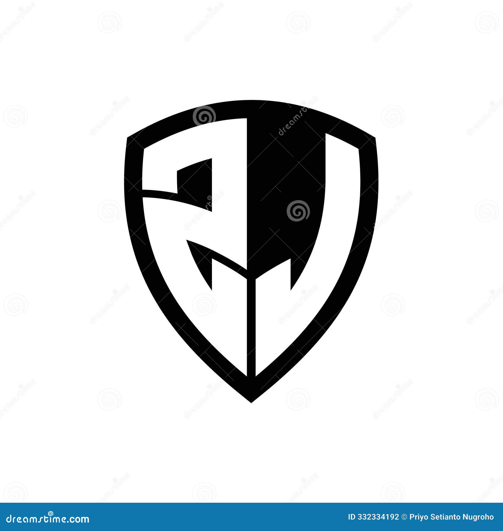 ZJ Monogram Logo with Bold Letters Shield Shape with Black and White ...