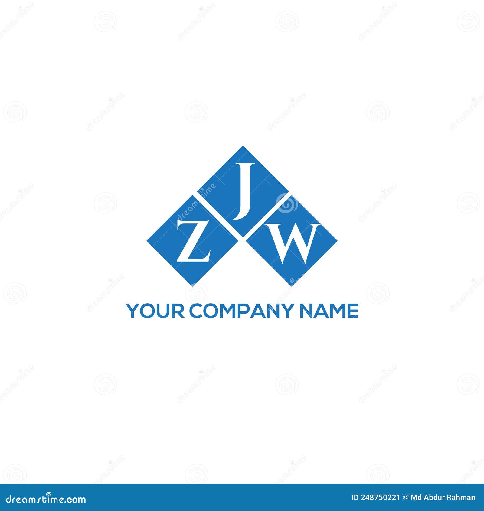 ZJW Letter Logo Design on WHITE Background. ZJW Creative Initials ...
