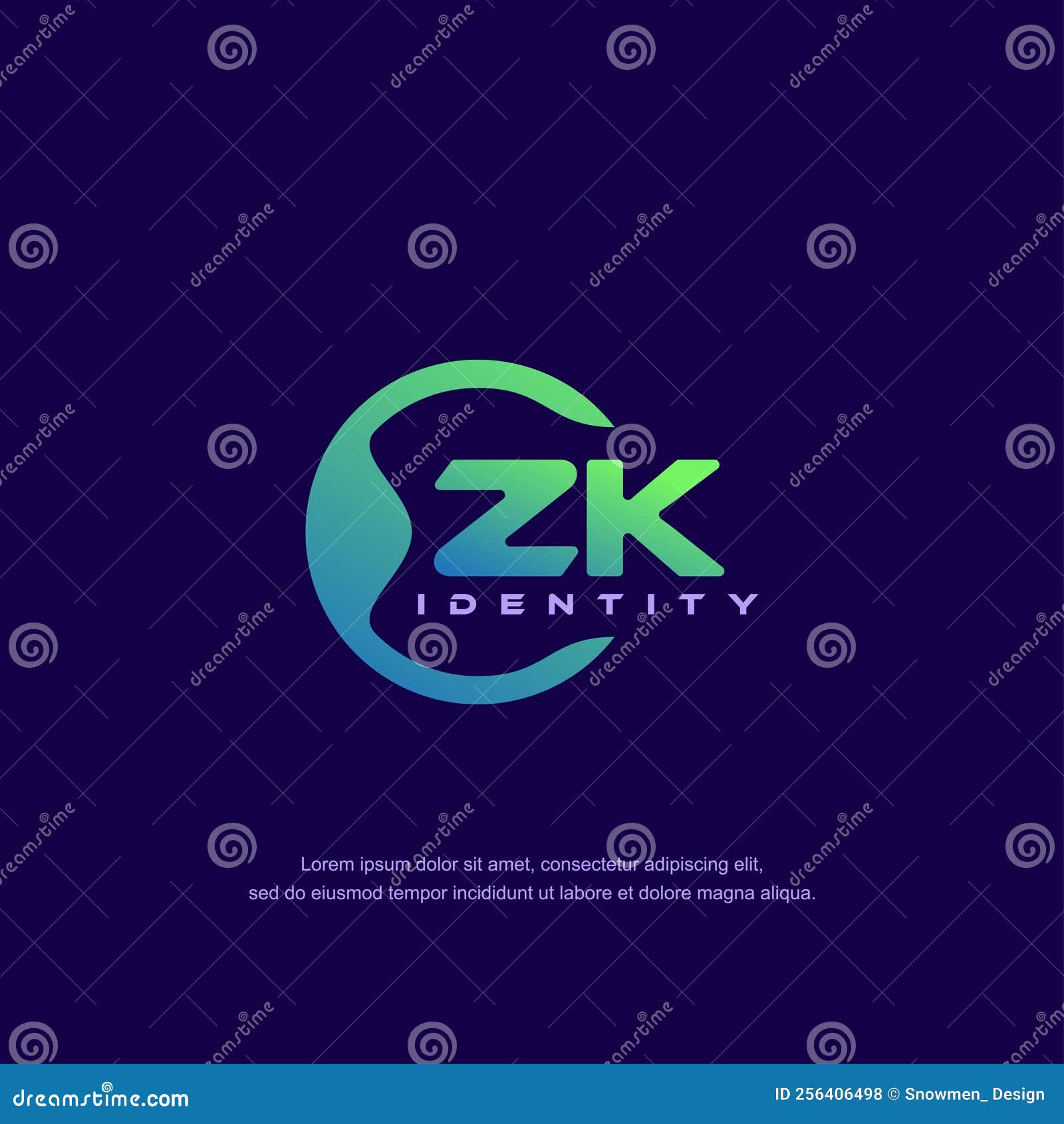ZK Initial Letter Circular Line Logo Template Vector with Gradient ...