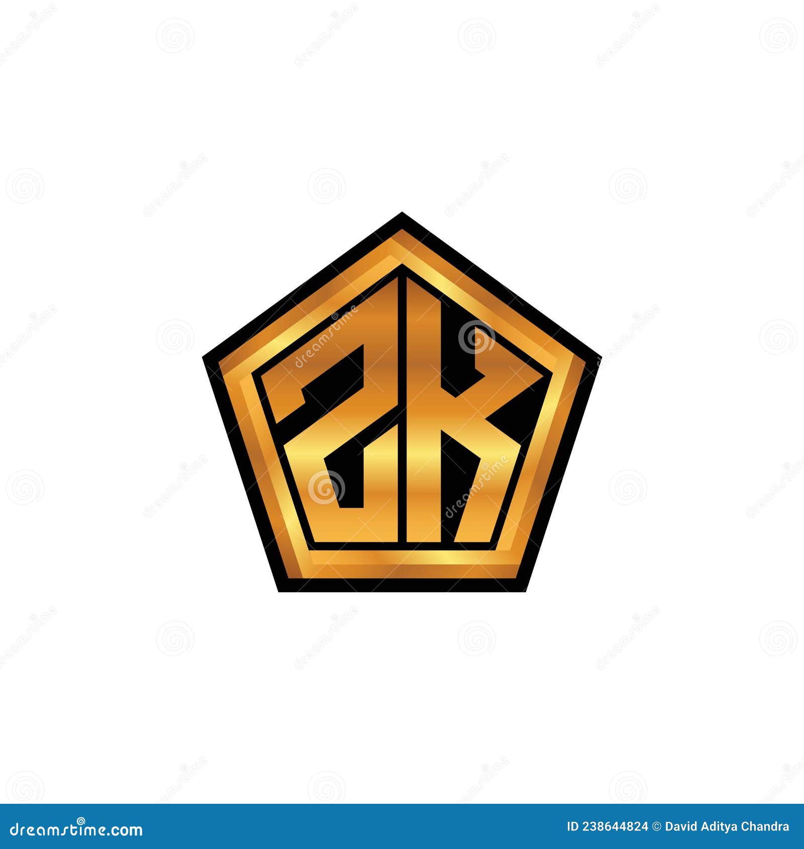 Zk Logo Letter Geometric Golden Style Stock Vector Illustration Of