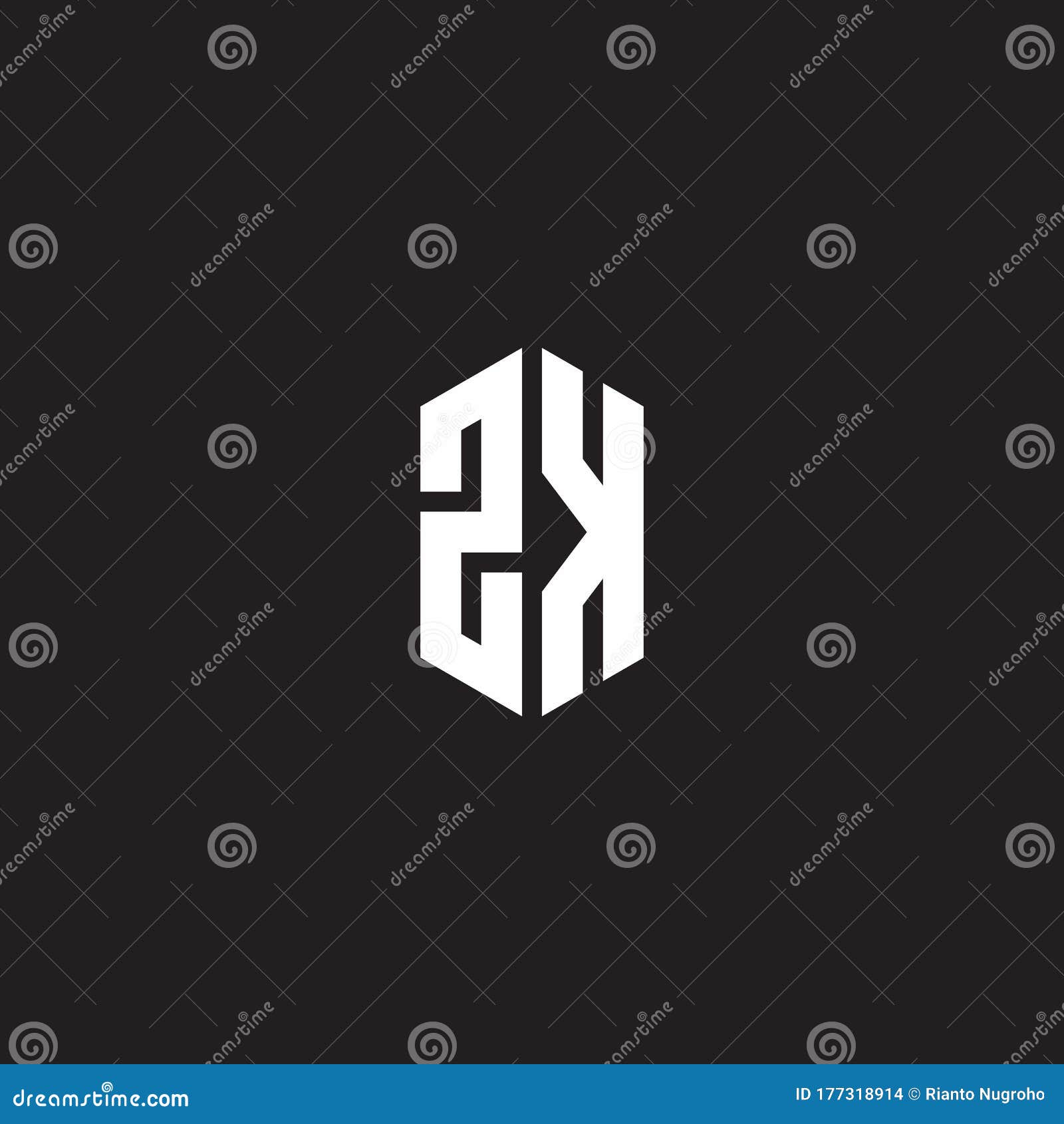 ZK Logo Monogram with Hexagon Shape Style Design Template Stock Vector ...