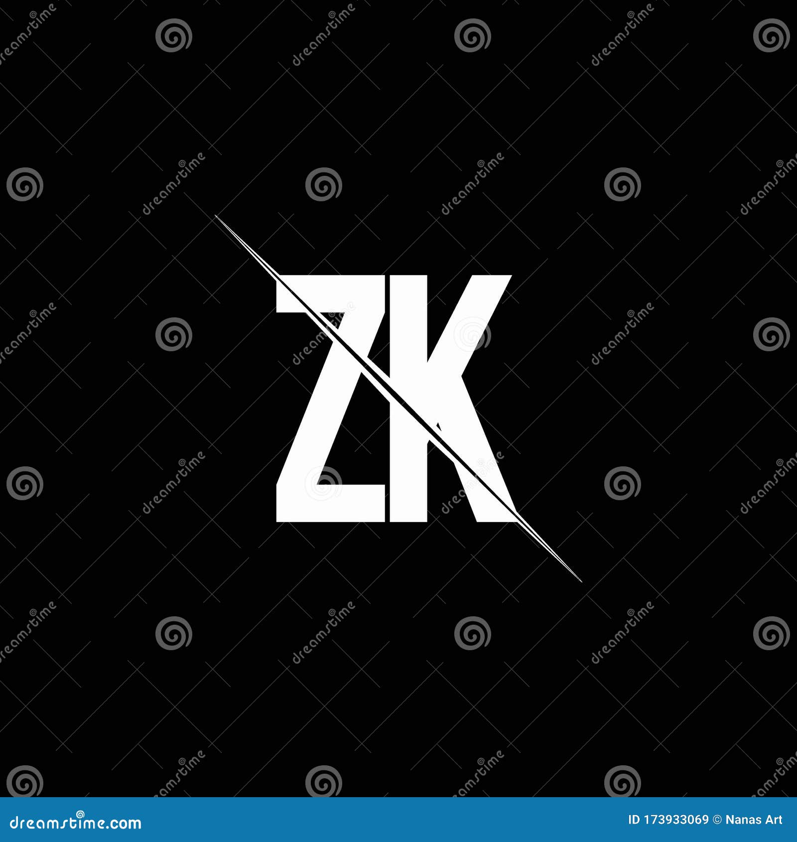 ZK Logo Monogram with Slash Style Design Template Stock Vector ...