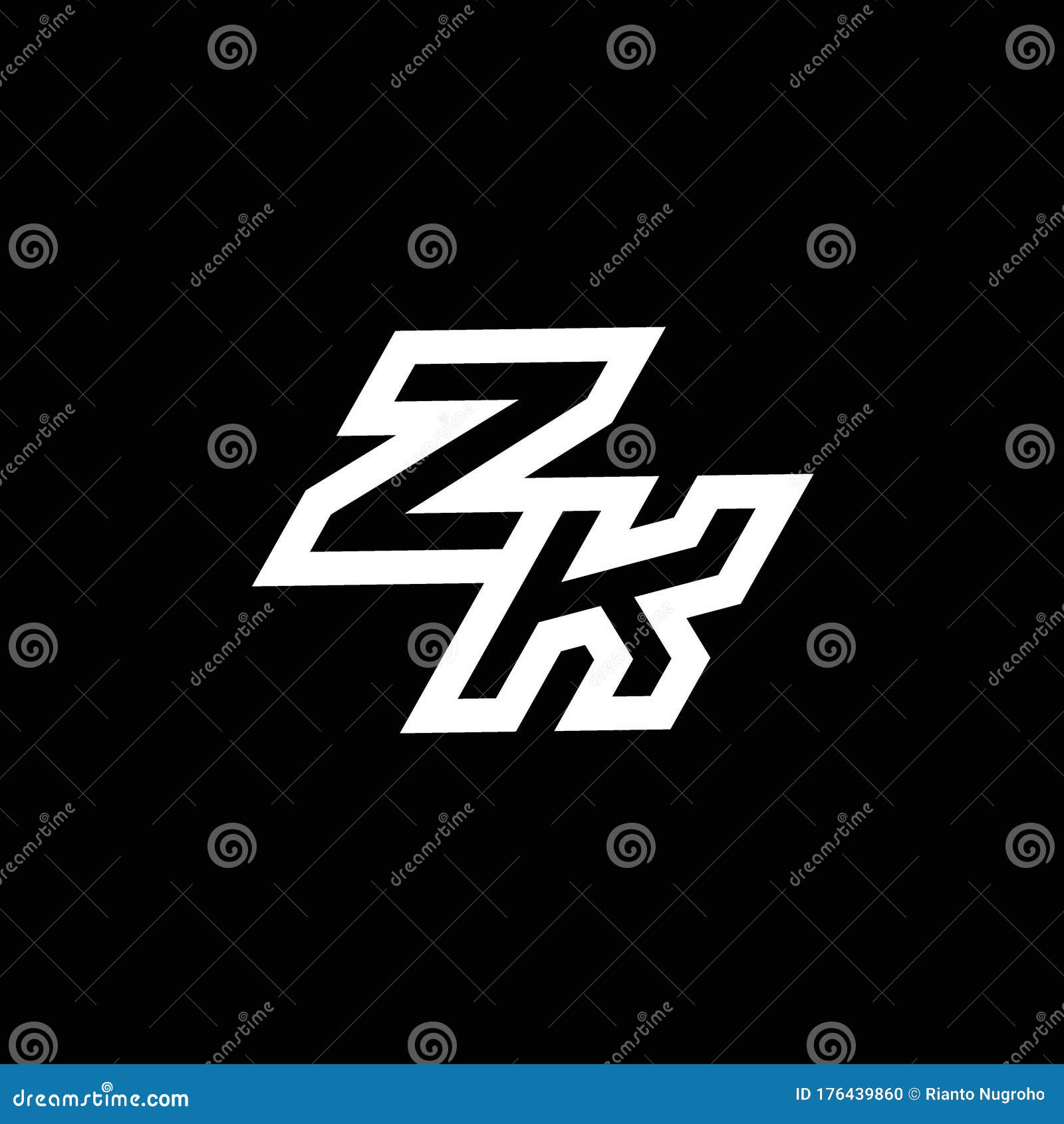 ZK Logo Monogram with Up To Down Style Negative Space Design Template ...