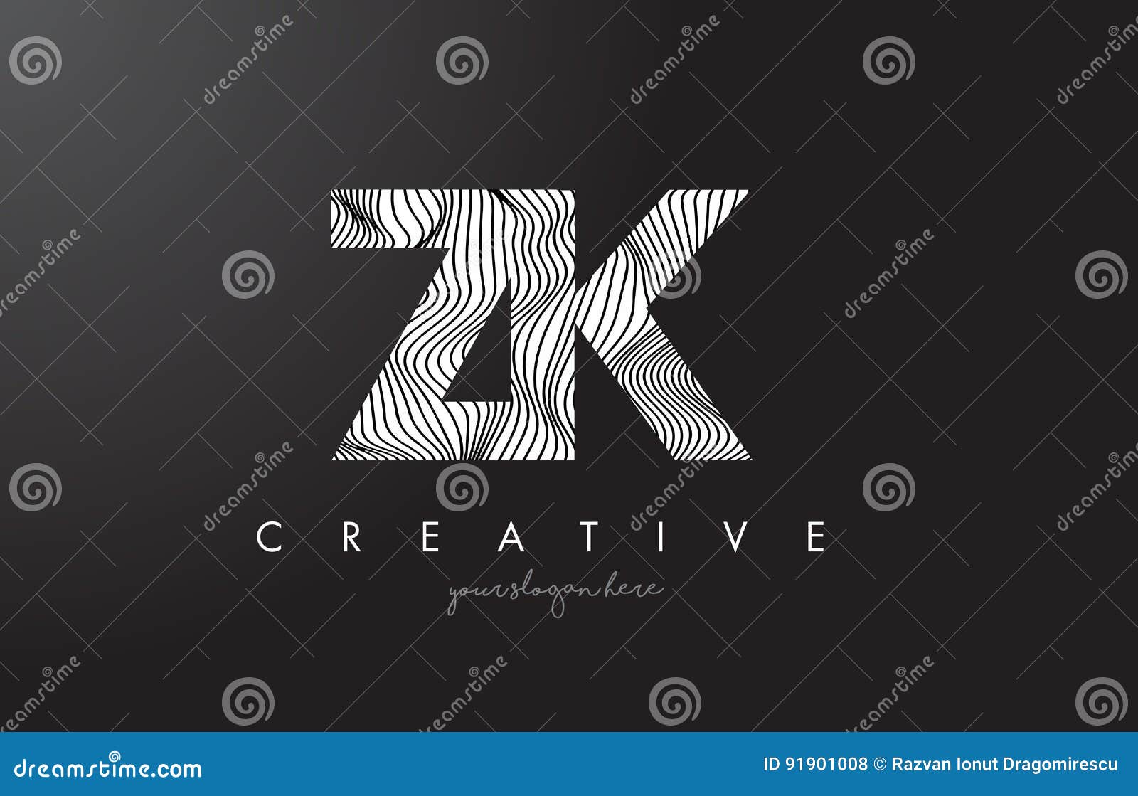 ZK Z K Letter Logo with Zebra Lines Texture Design Vector. Stock Vector ...