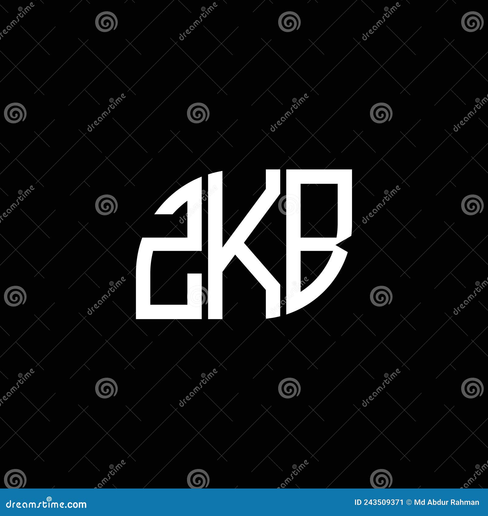 ZKB Letter Logo Design on Black Background. ZKB Creative Initials ...