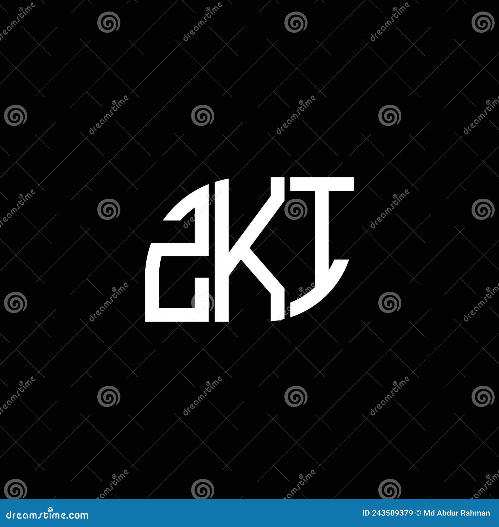 ZKI Letter Logo Design on Black Background. ZKI Creative Initials ...