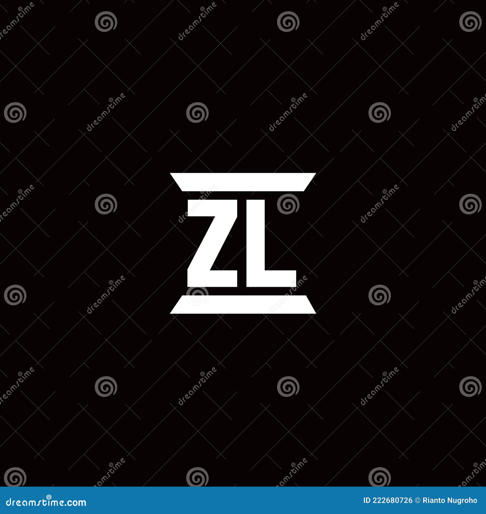 ZL Logo Monogram with Pillar Shape Designs Template Stock Vector ...