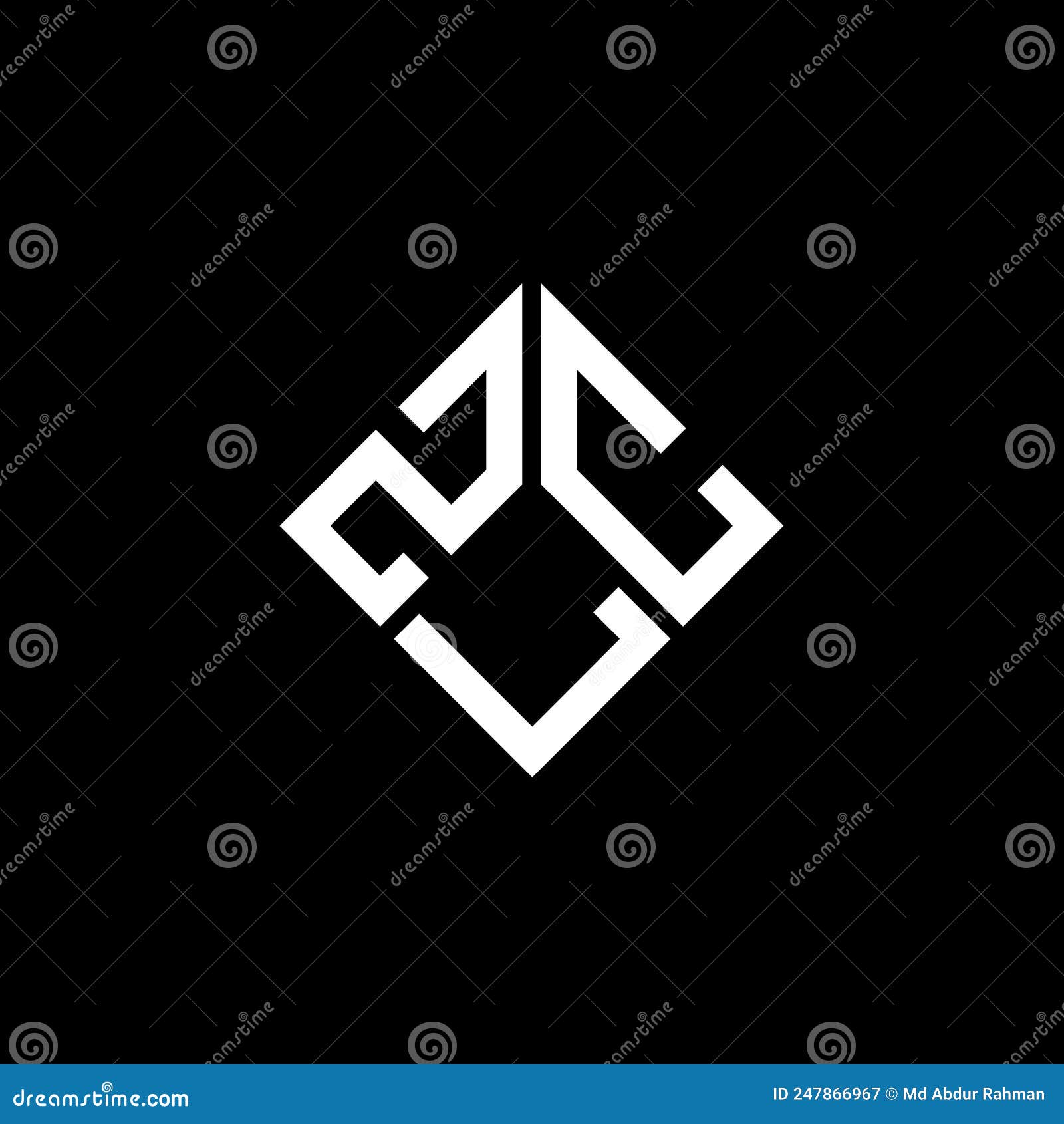 ZLC Letter Logo Design on Black Background. ZLC Creative Initials ...