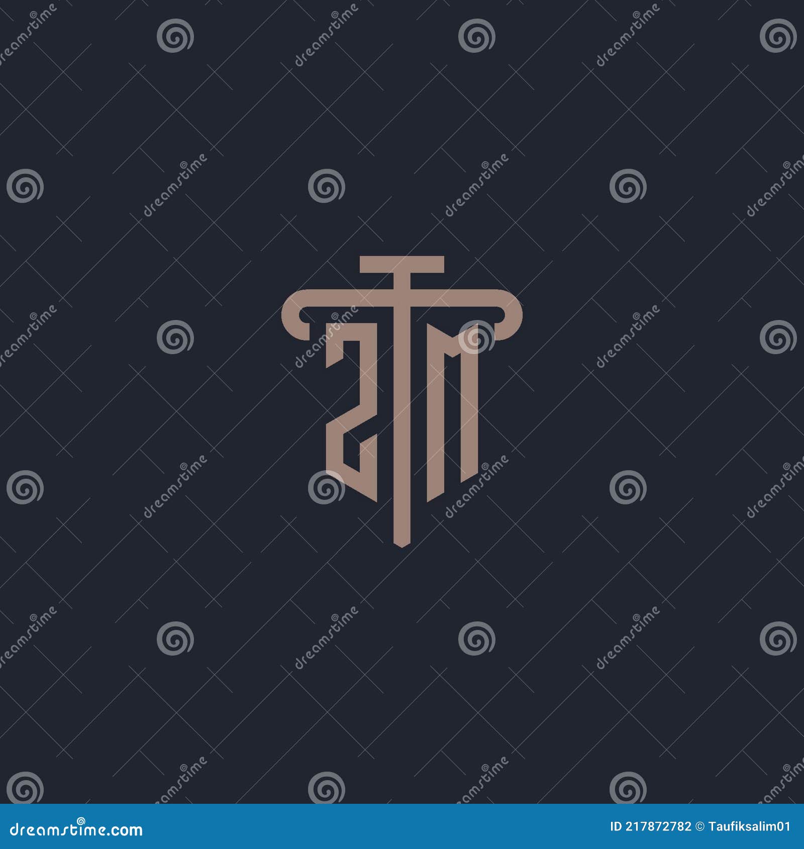 ZM Initial Logo Monogram with Pillar Icon Design Stock Vector ...