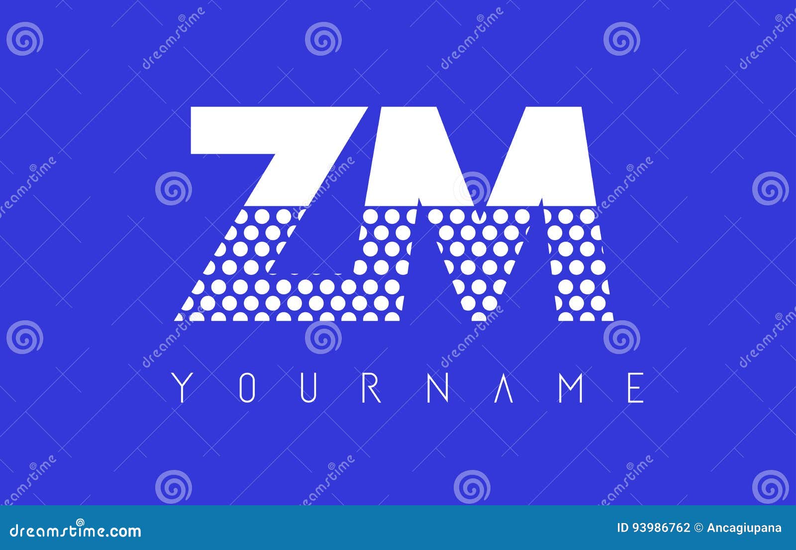 ZM Z M Dotted Letter Logo Design with Blue Background. Stock Vector ...