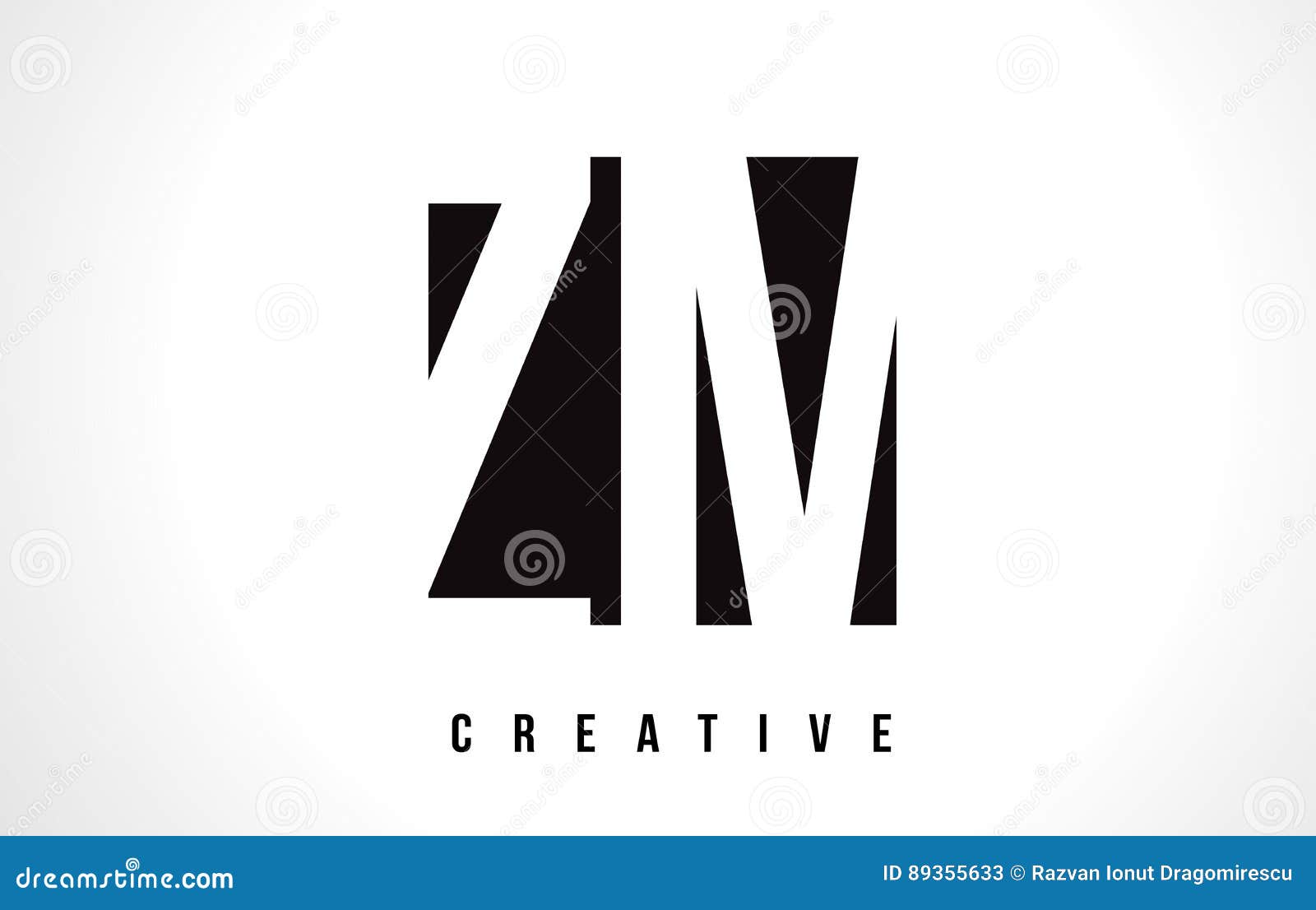 ZM Z M White Letter Logo Design with Black Square. Stock Vector ...