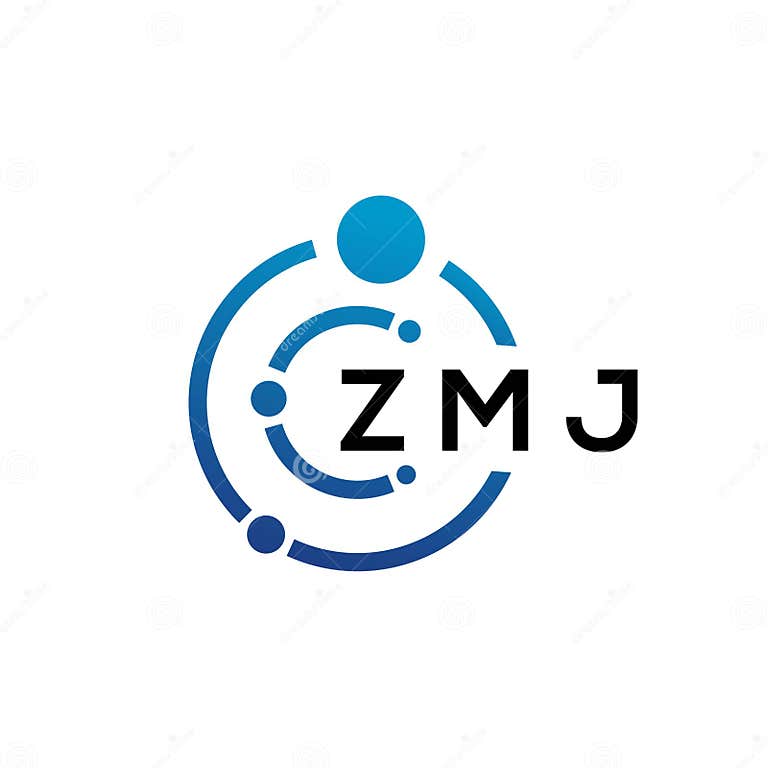 ZMJ Letter Technology Logo Design on White Background. ZMJ Creative ...
