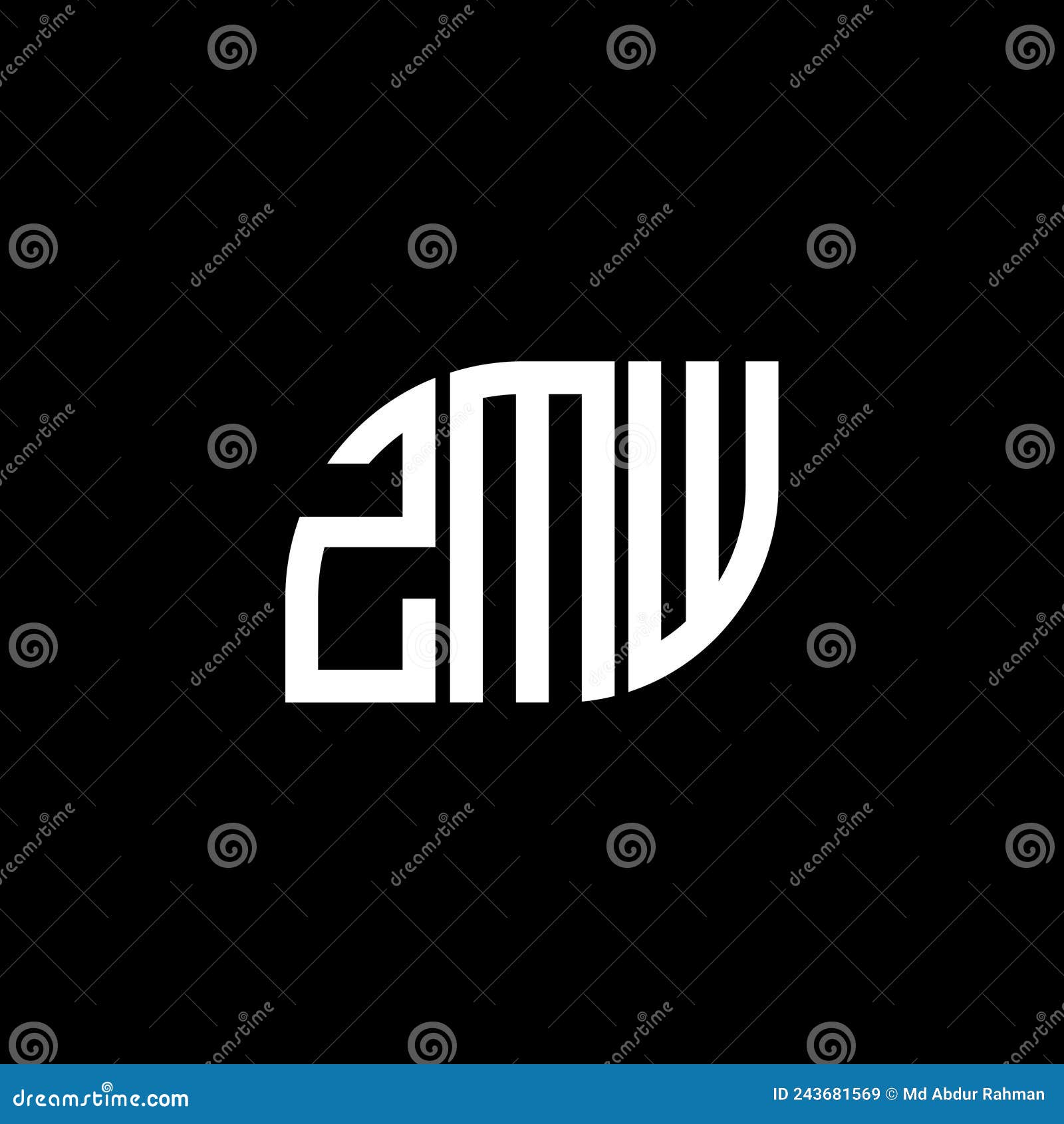 ZMW Letter Logo Design on Black Background. ZMW Creative Initials ...
