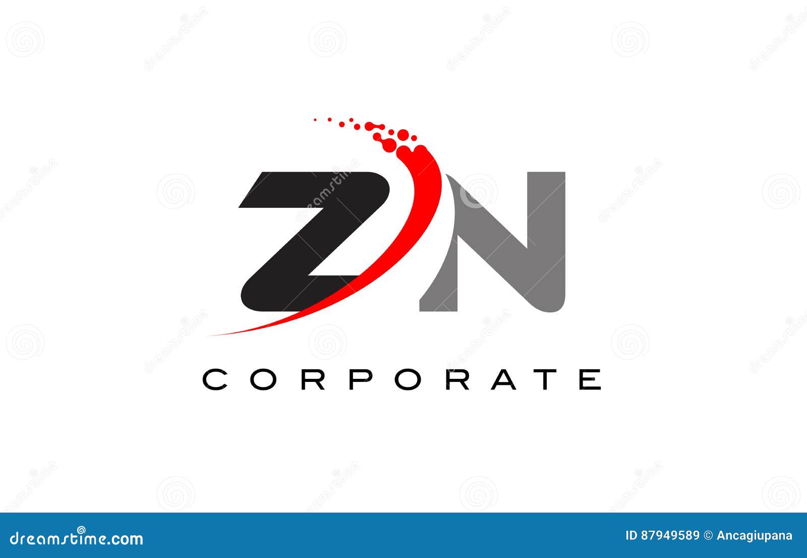 ZN Modern Letter Logo Design with Swoosh Stock Vector - Illustration of ...