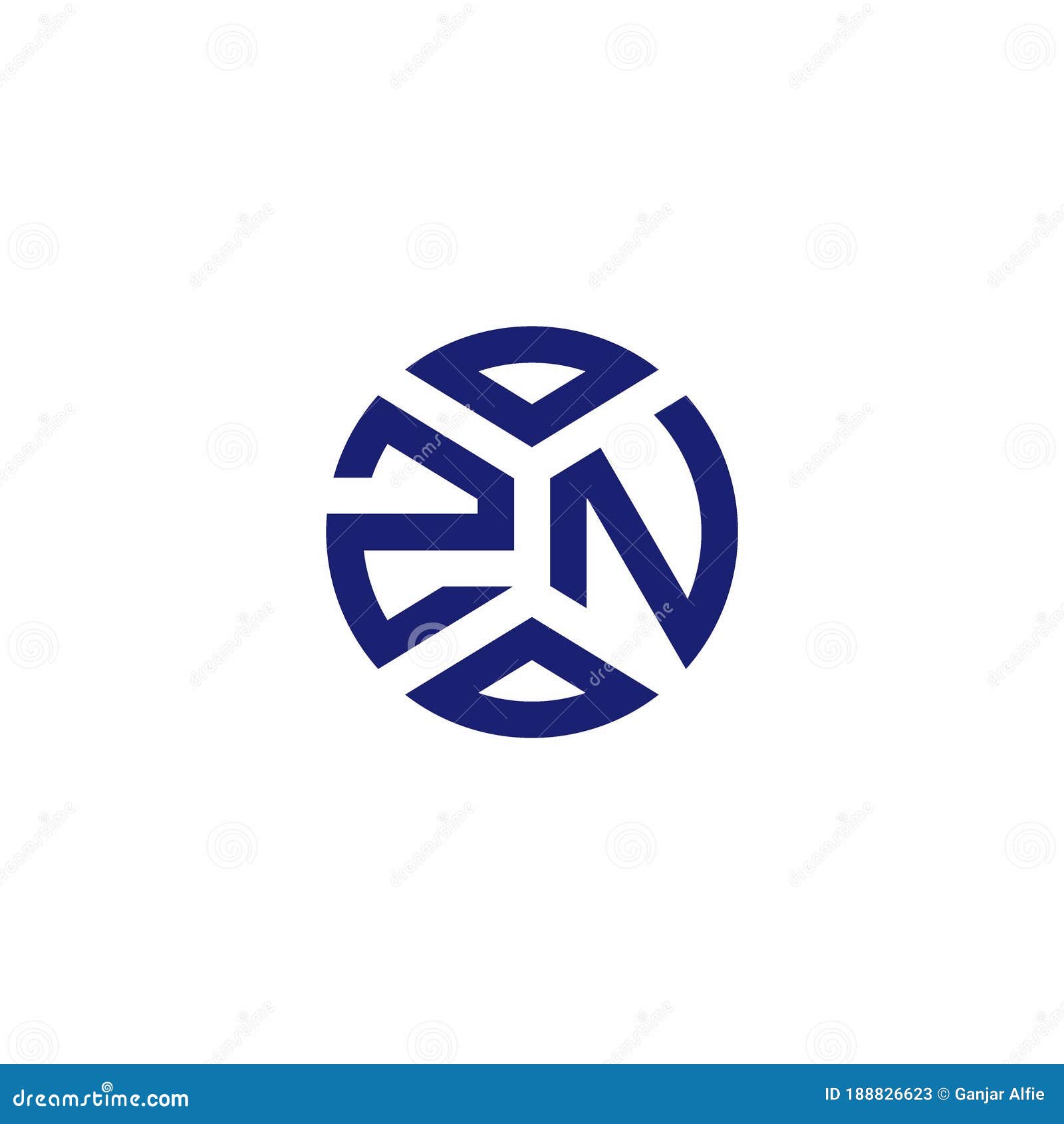 ZN Monogram Logo with Abstract Shapes in Modern Style Stock Vector ...