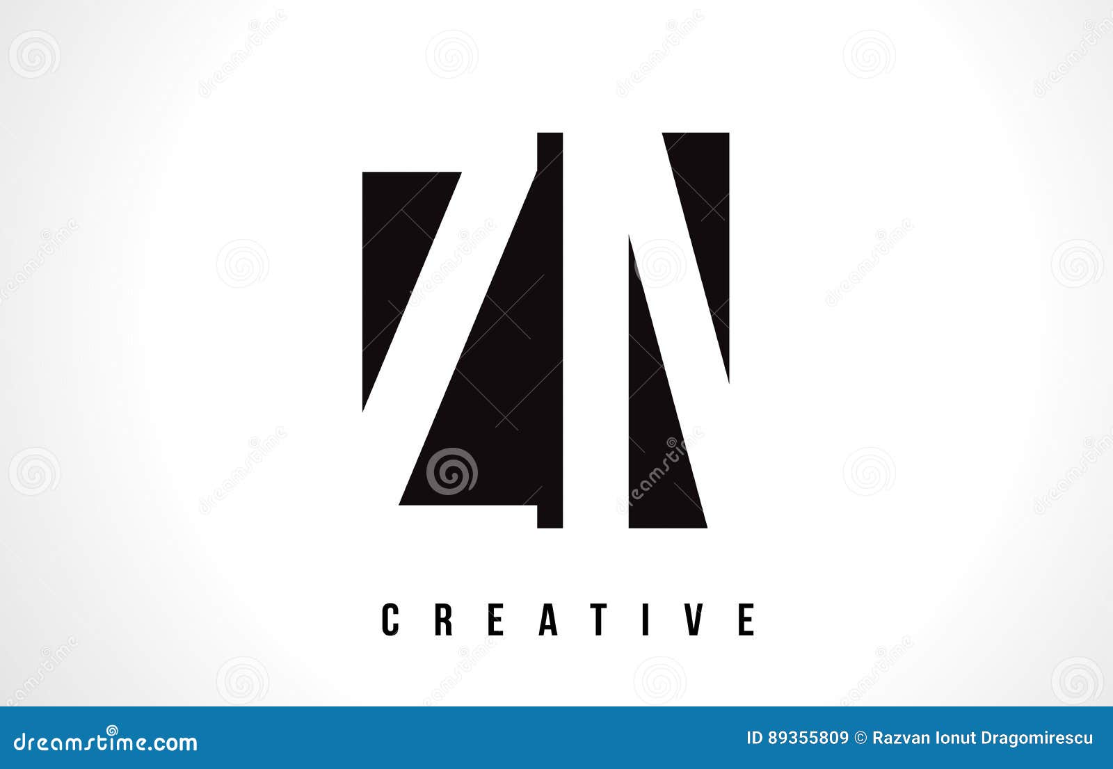 ZN Z N White Letter Logo Design with Black Square. Stock Vector ...