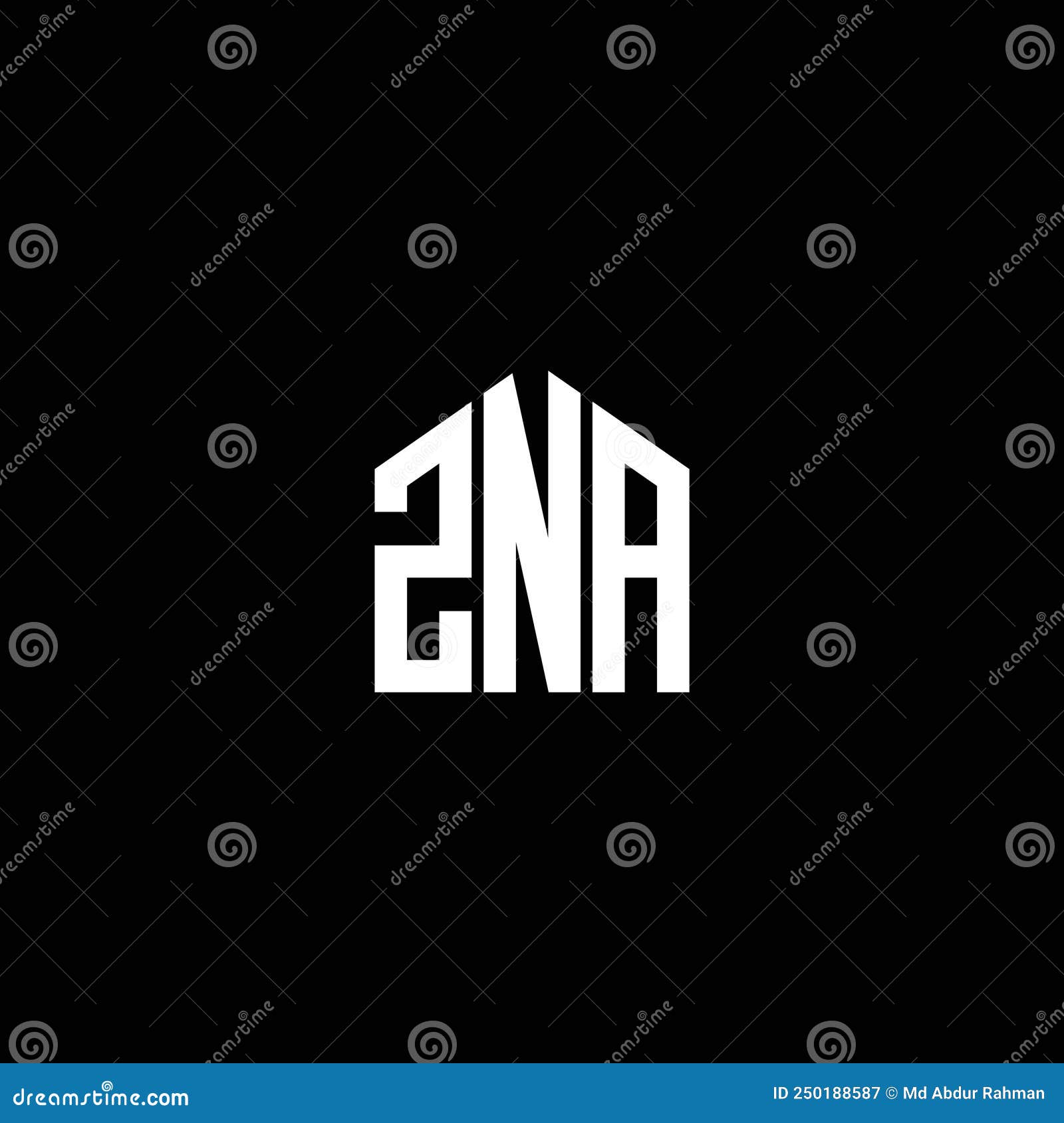 ZNA Letter Logo Design on BLACK Background. ZNA Creative Initials ...