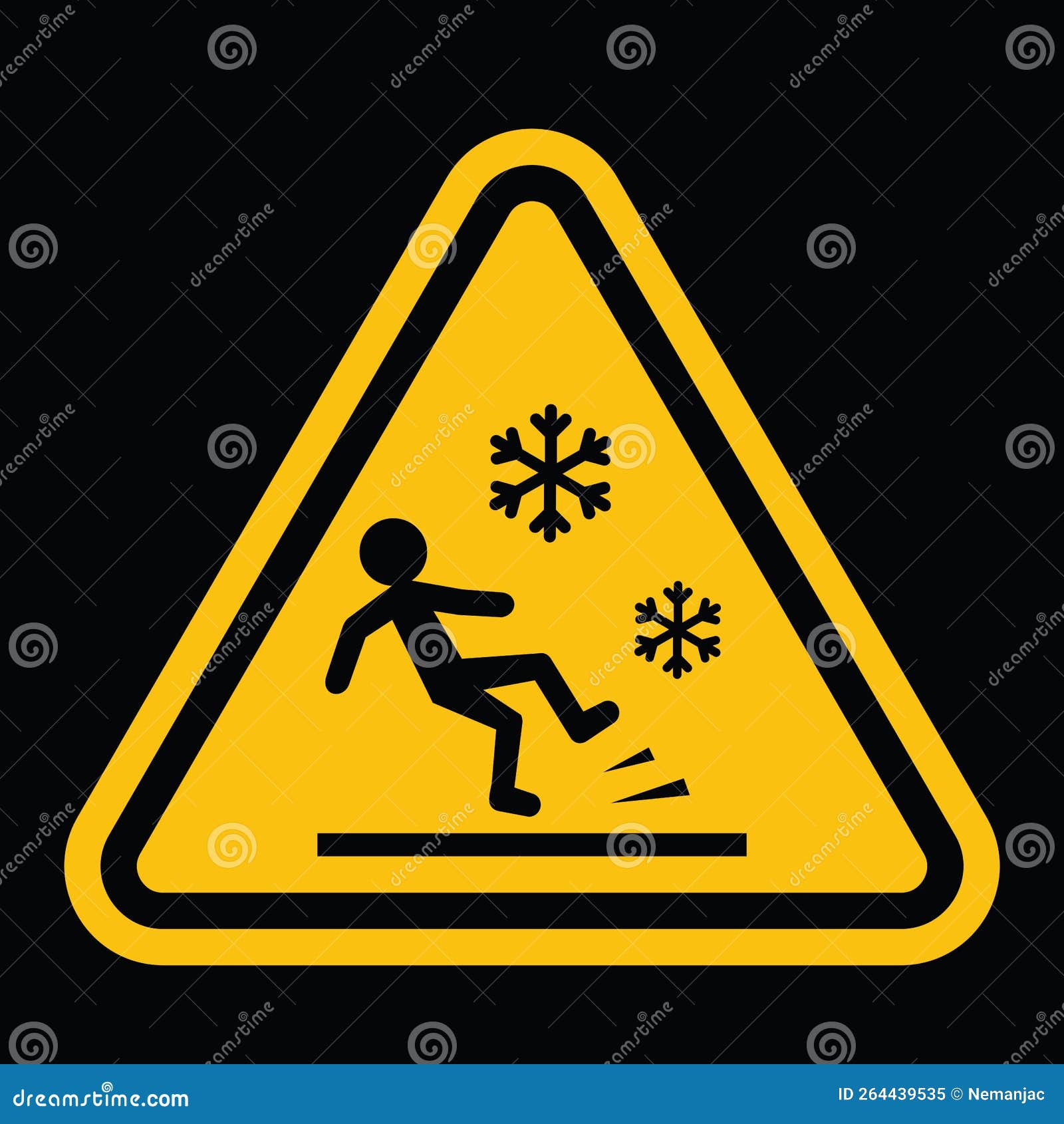 Slippery ice warning sign stock illustration. Illustration of banner ...