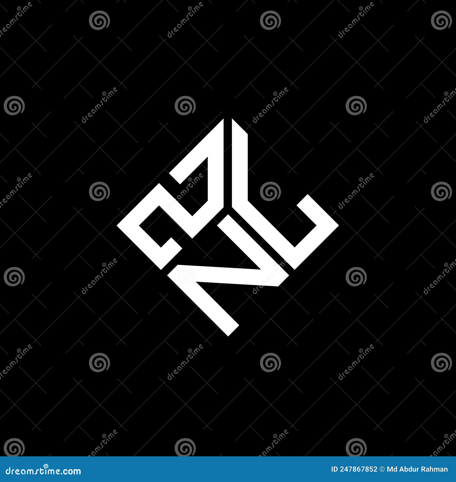 ZNL Letter Logo Design on Black Background. ZNL Creative Initials ...