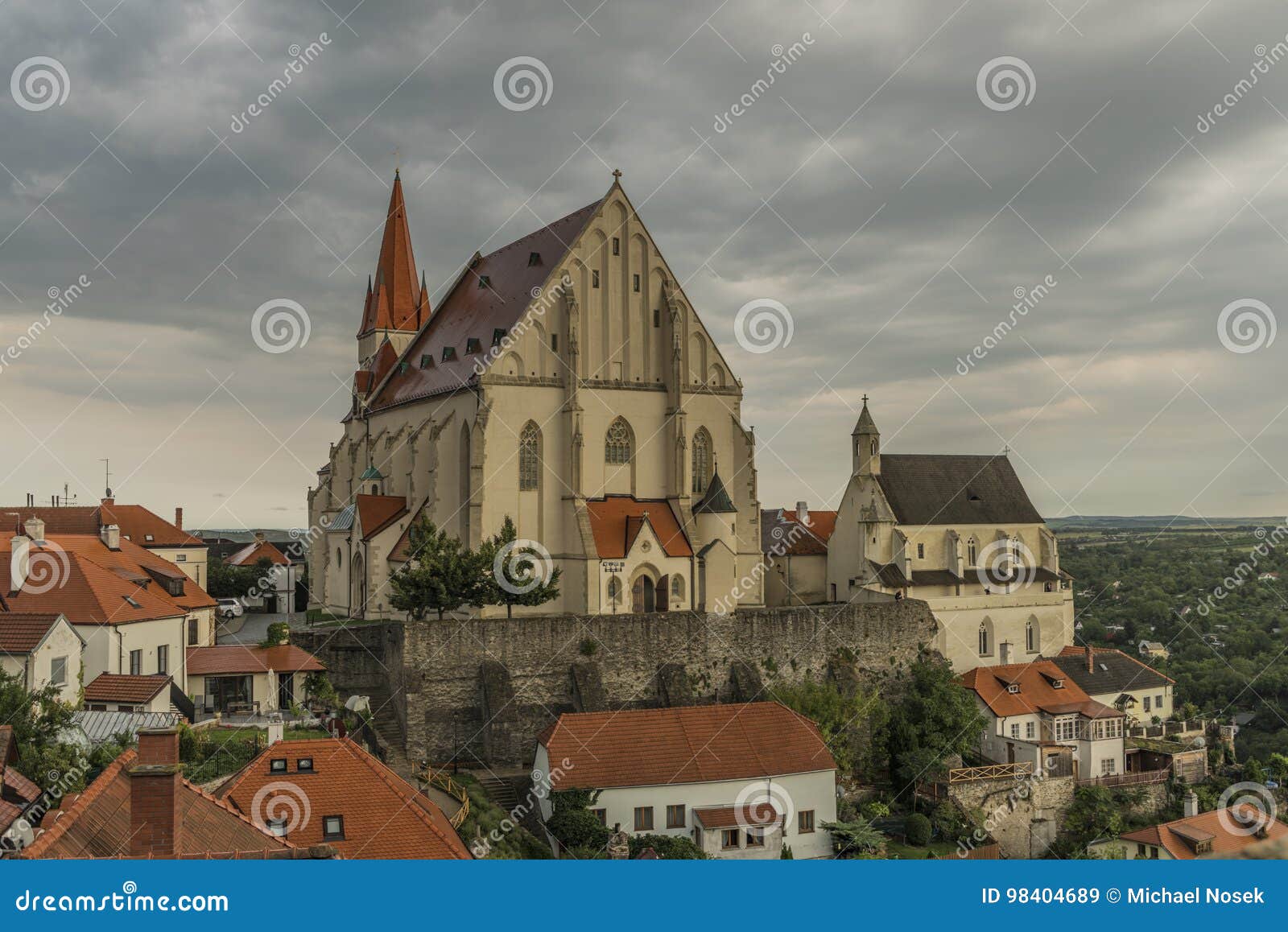 Znojmo Town in Dark Cloud Summer Day Stock Image - Image of history ...