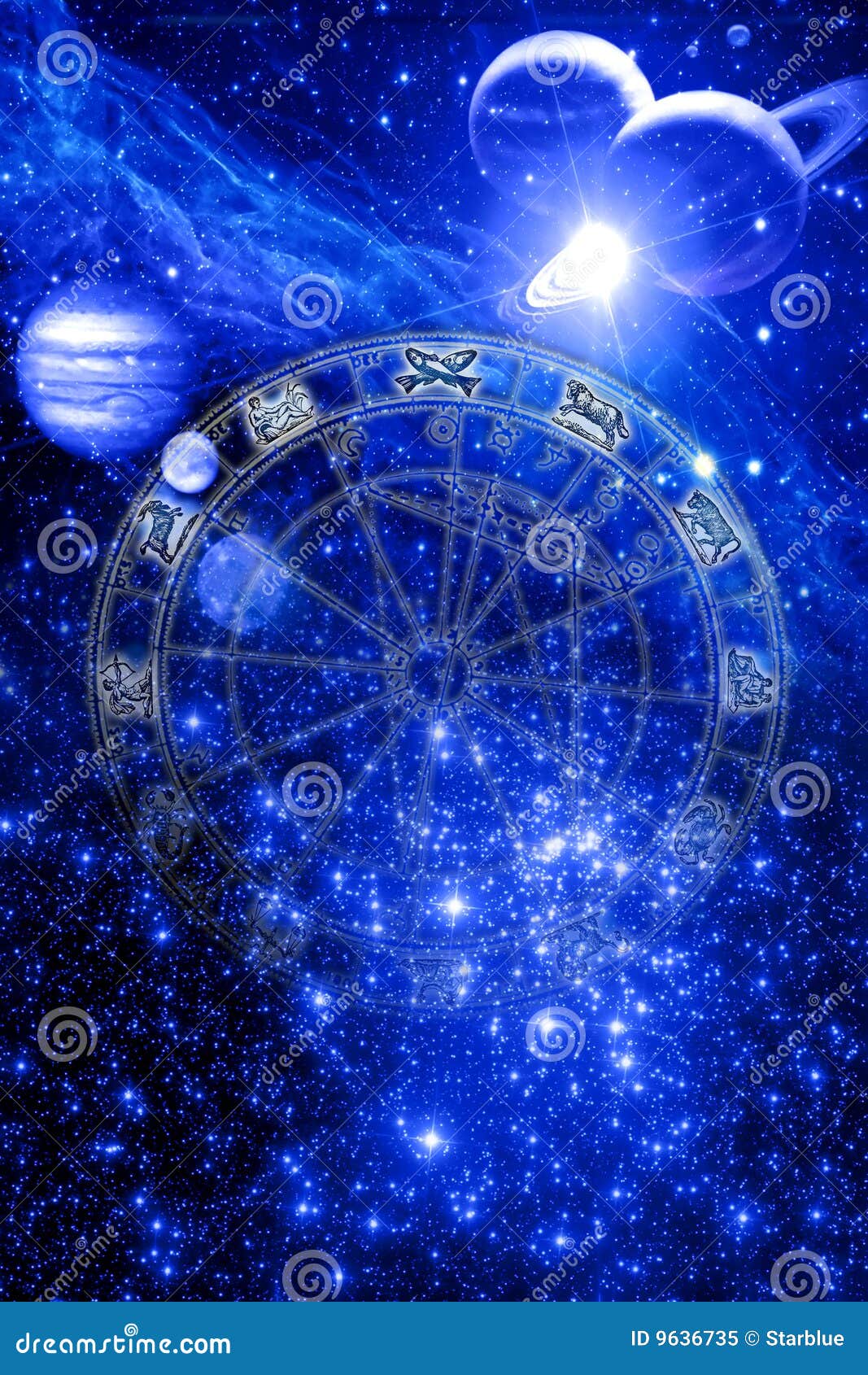 Blue Astrological Symbols On White Tiles. 3D Render Royalty-Free Stock ...
