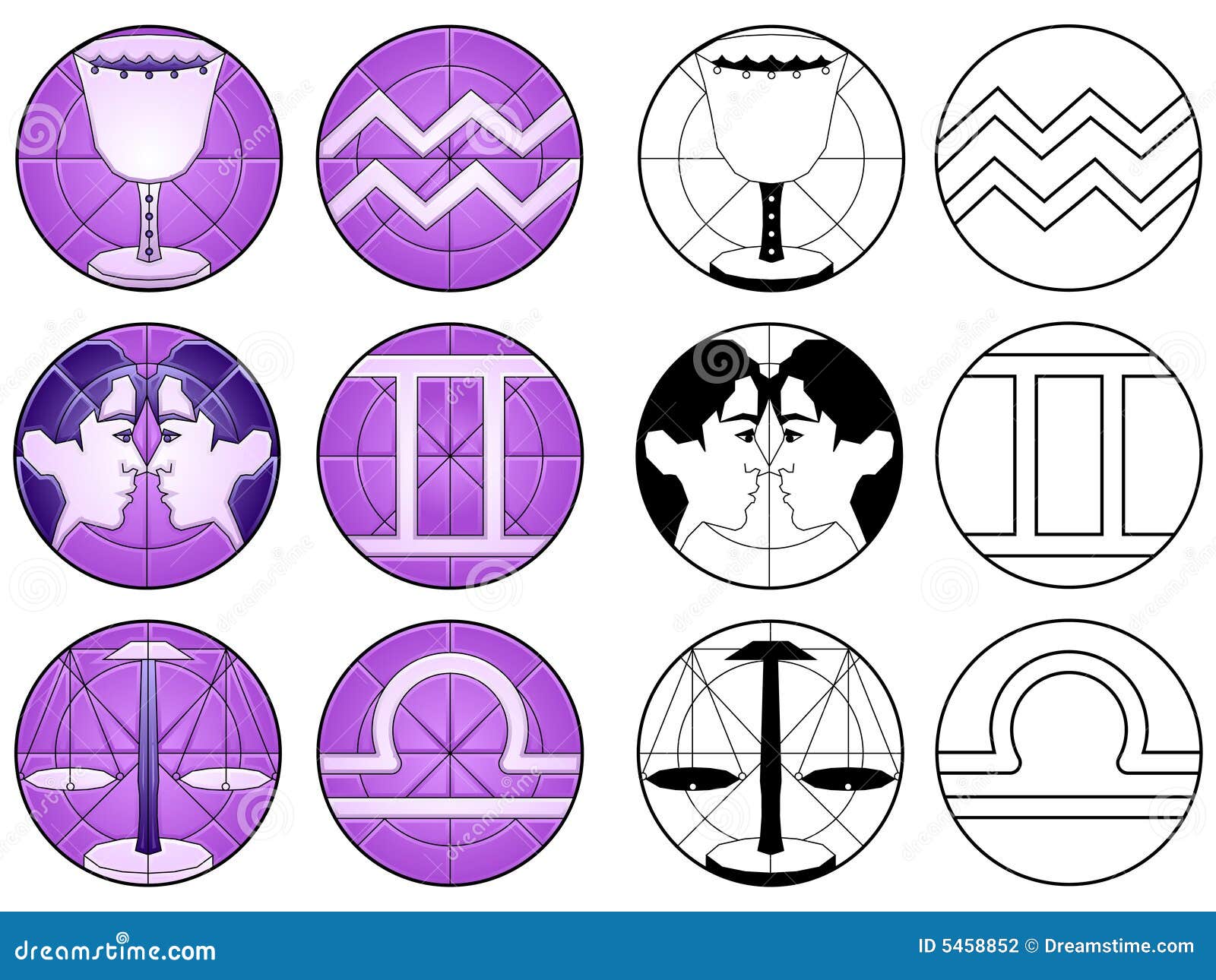 Zodiac air signs stock vector. Illustration of balance - 5458852