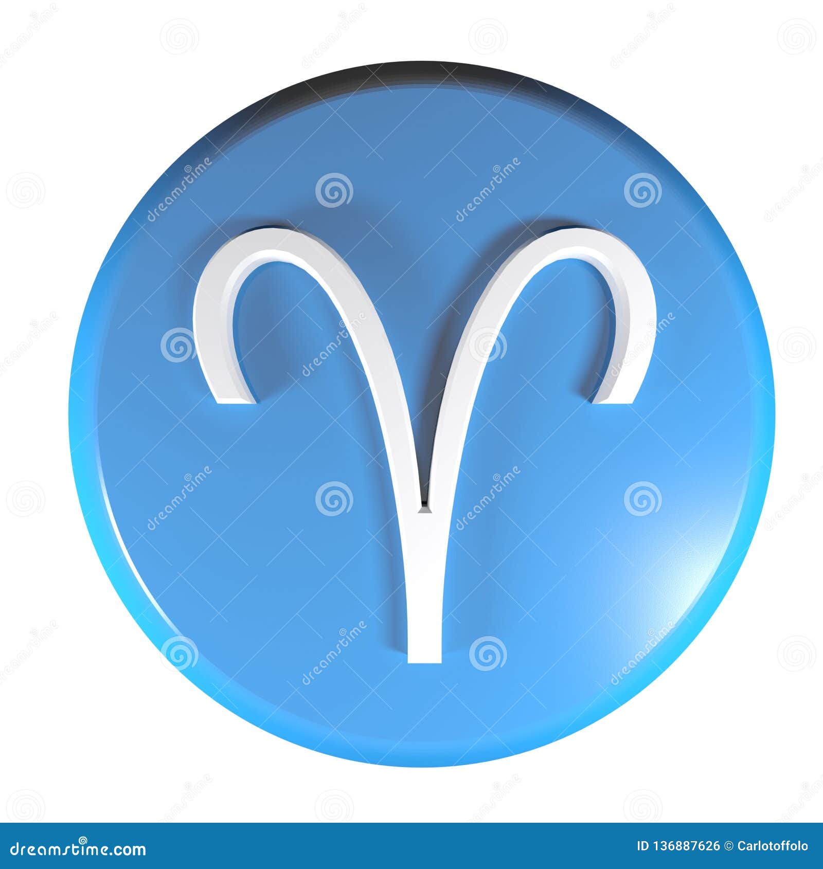 ZODIAC ARIES ICON Blue Circle Push Button - 3D Rendering Illustration ...
