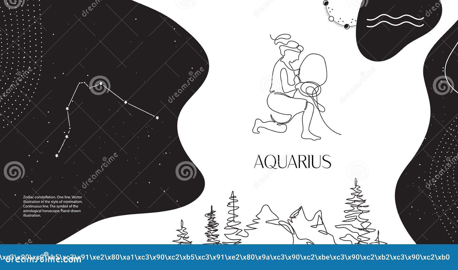 Zodiac Background. Aquarius Constellation. the Element of Water ...