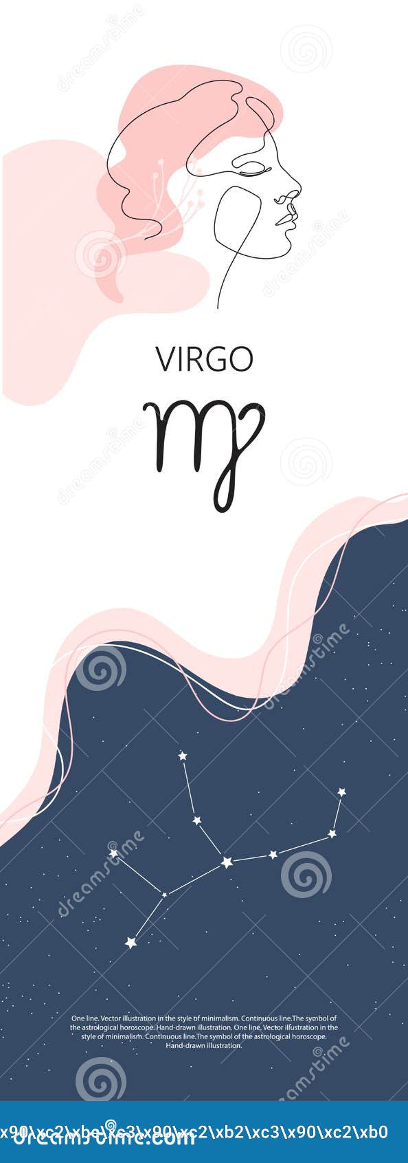 Zodiac Background. Constellation Virgo. Vertical Banner. One Line Stock ...